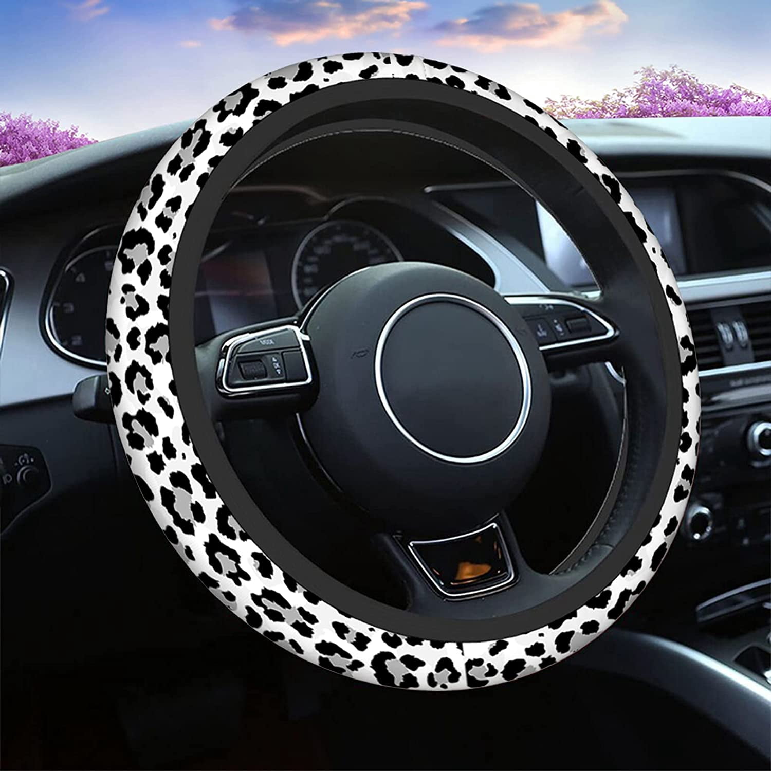 Patisaner Wild Animal Snow Leopard Auto Car Steering Wheel Cover ...