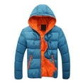Patlollav Mens Coats Autumn and Winter Color Contrast Thick Hooded ...
