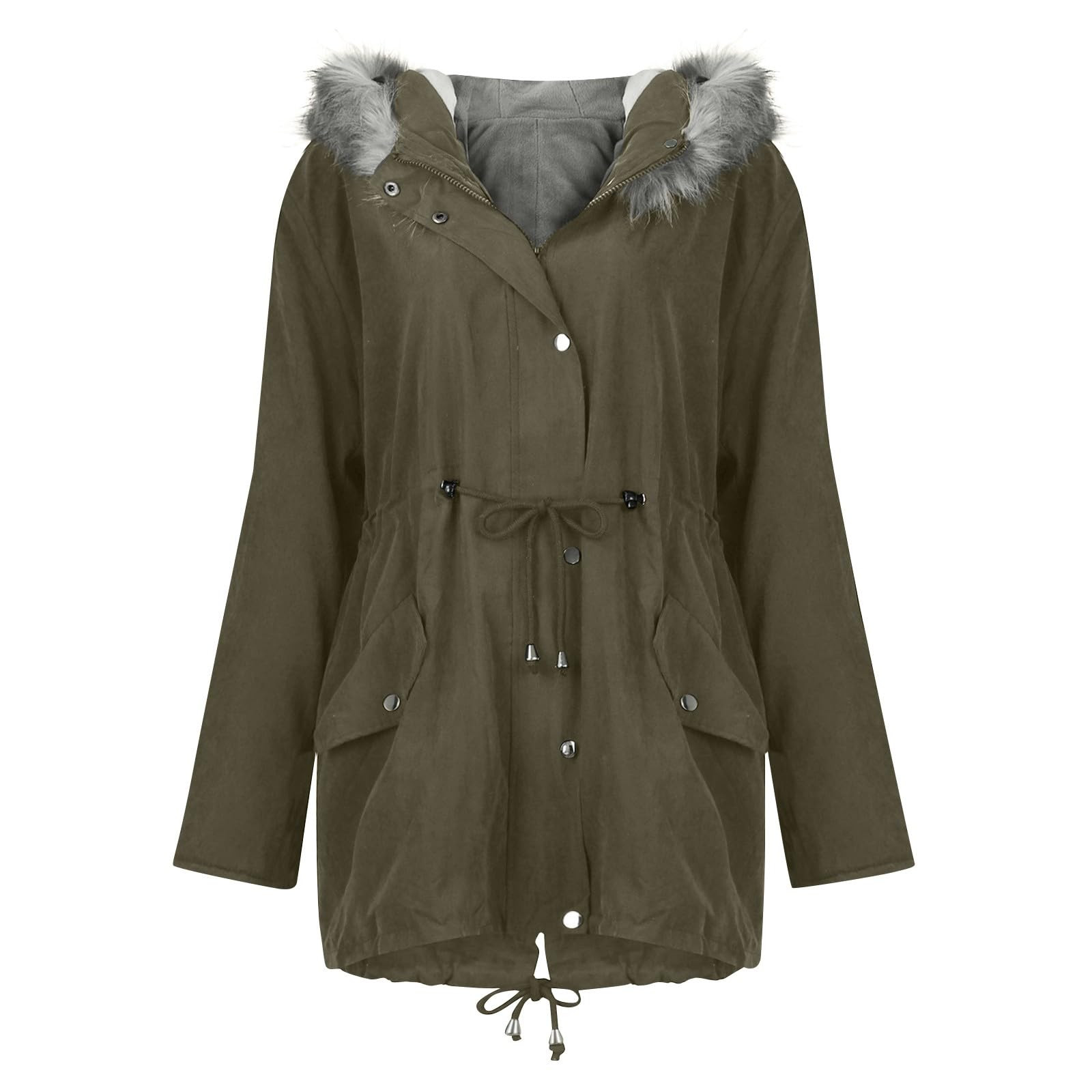 Patlollav Pntutb Womens Coats Plus Size Winter Cotton Mid Length Hooded ...