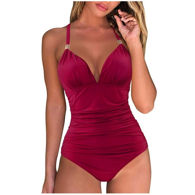 Patlollav Trends Womens One Piece Swimsuits Tummy Control Plus Size