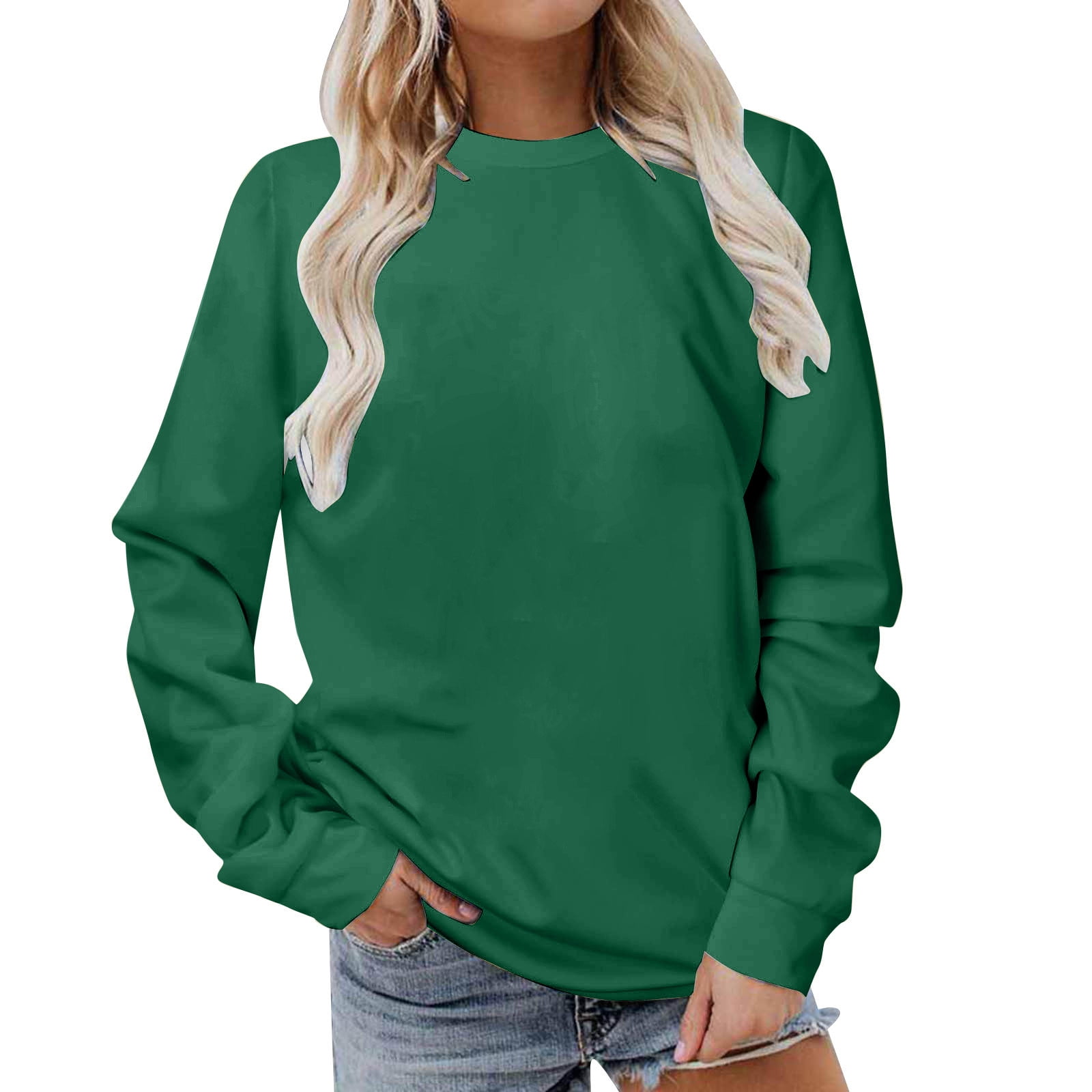 Patlollav Women Round Neck Sweatshirt Long Sleeves Casual Shirts Color ...