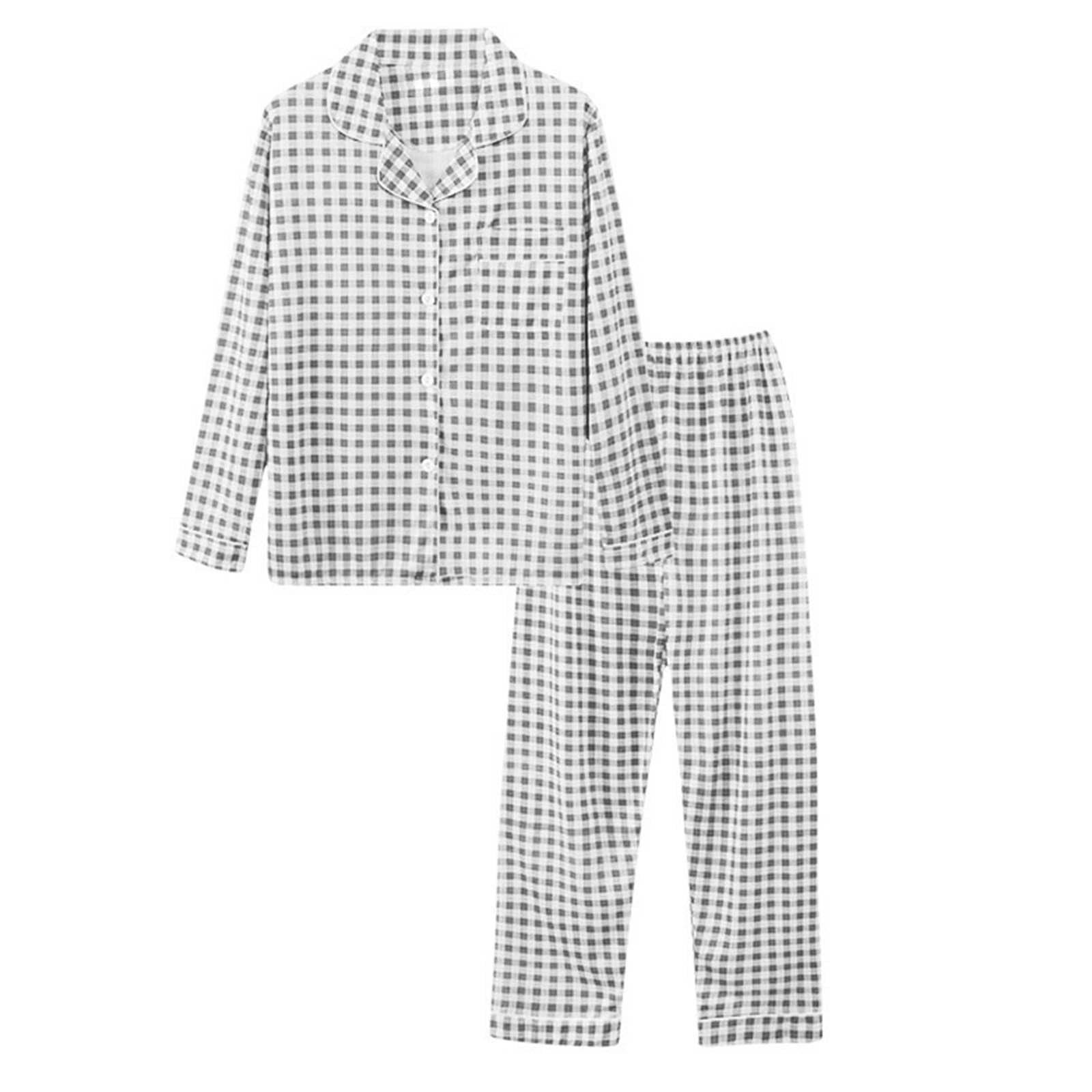 Patlollav Womens 2 Piece Pajama Set Long Sleeve Lounge Sets Button Down