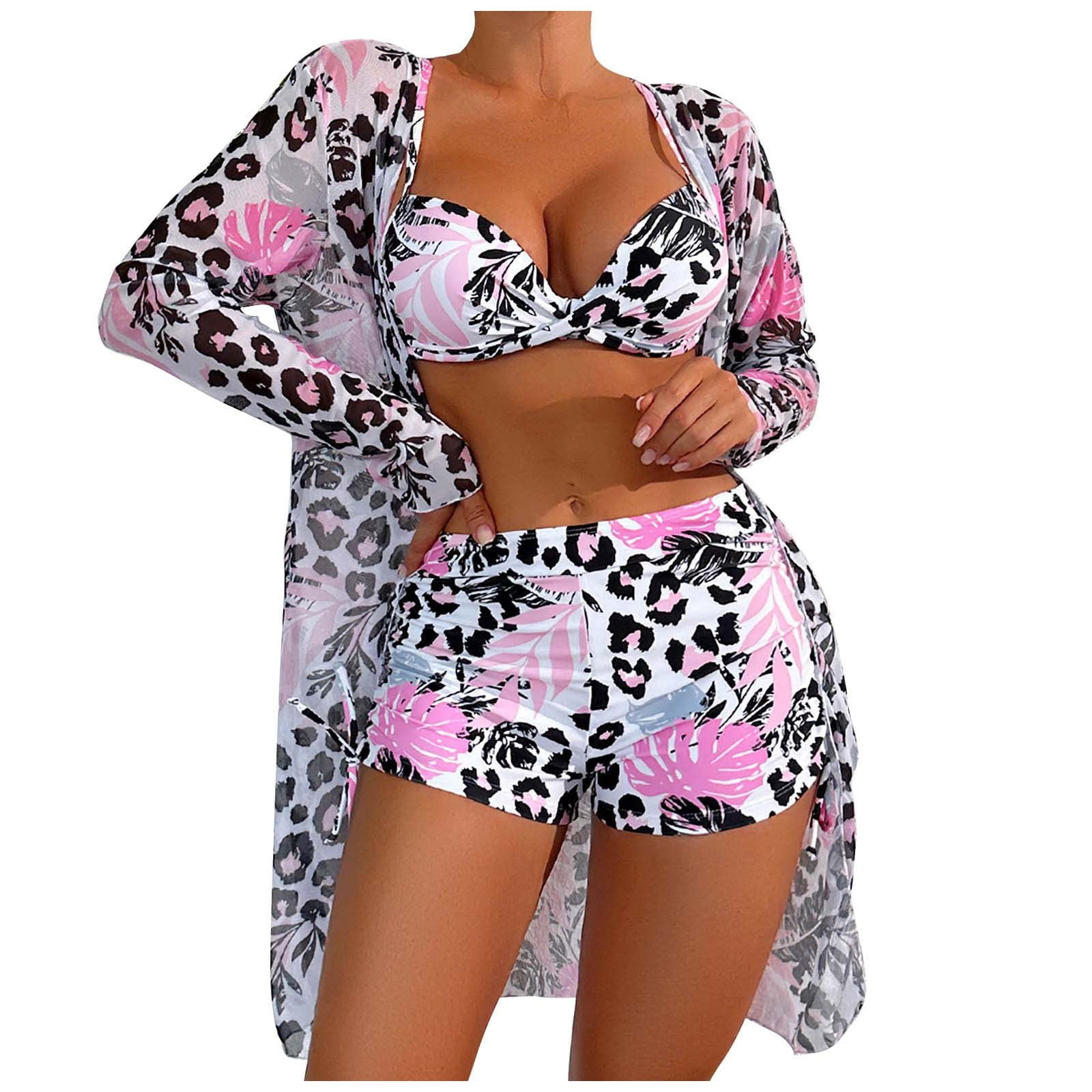 Patlollav Womens 3 Piece Swimsuits Straps Bikini Deep V Sexy Split