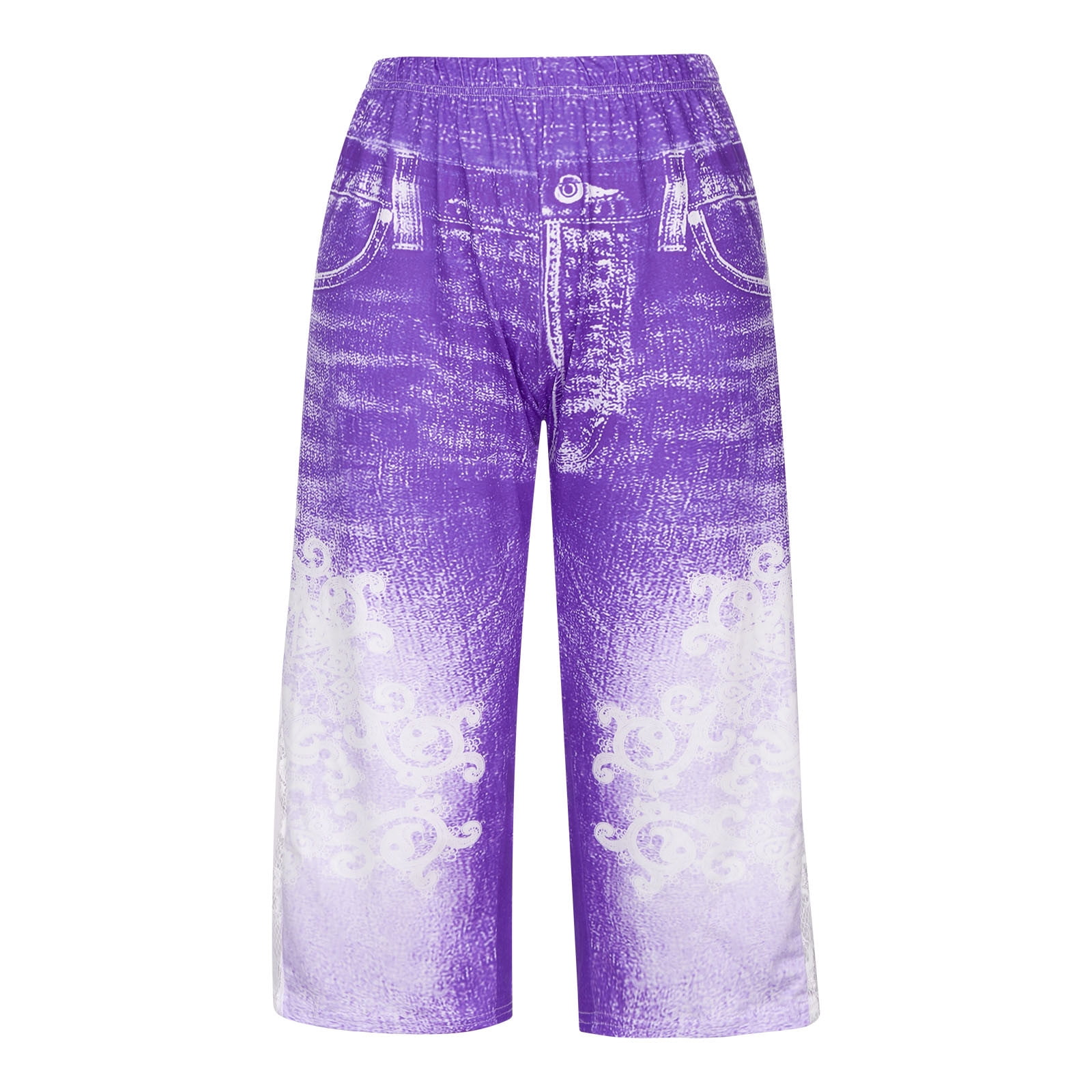 Patlollav Womens Clearance Pants Womens Plus Size Pants Lace Print