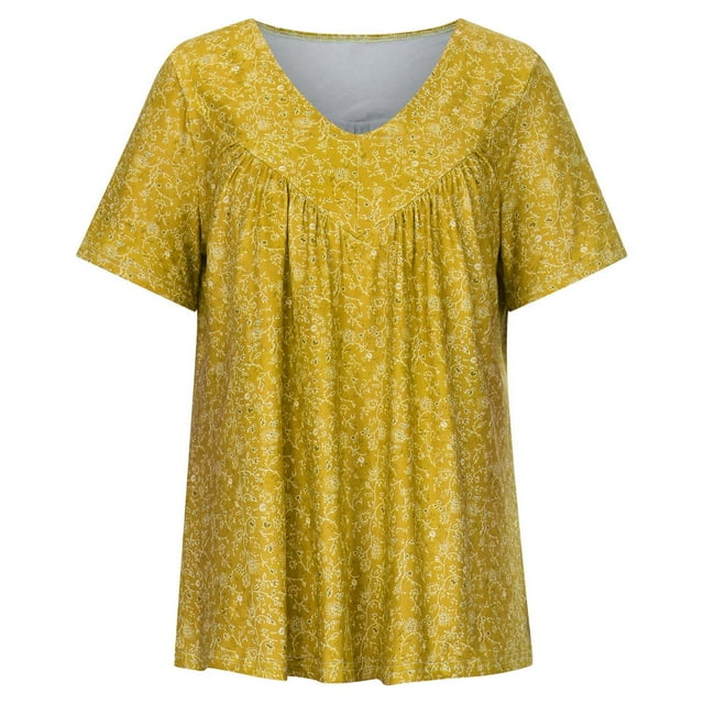 Patlollav Womens Clearance Tops Plus Size Short Sleeve V Neck Shirts