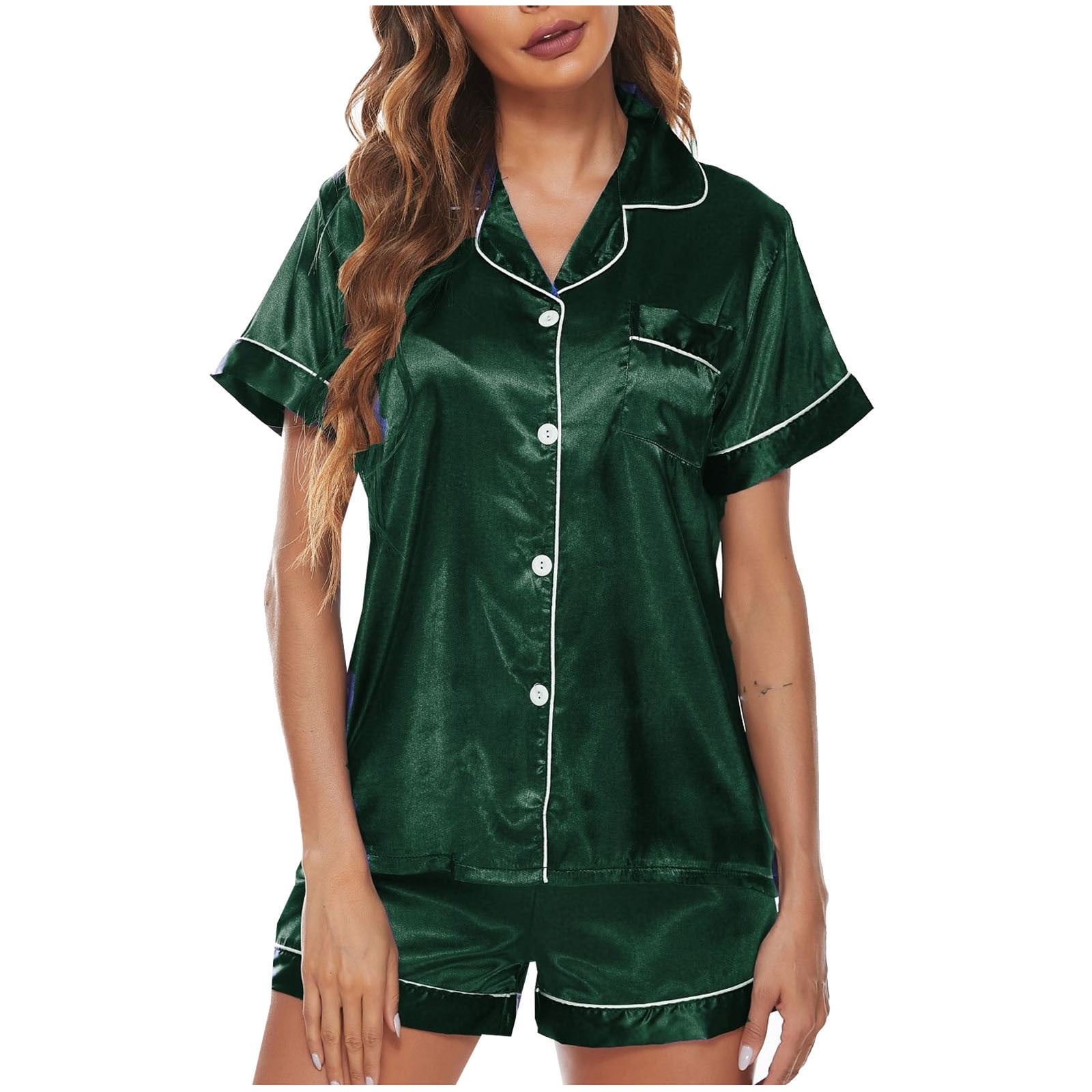 Patlollav Womens Home Wear Pajamas Two-Piece Suit Short Sleeve Pants ...