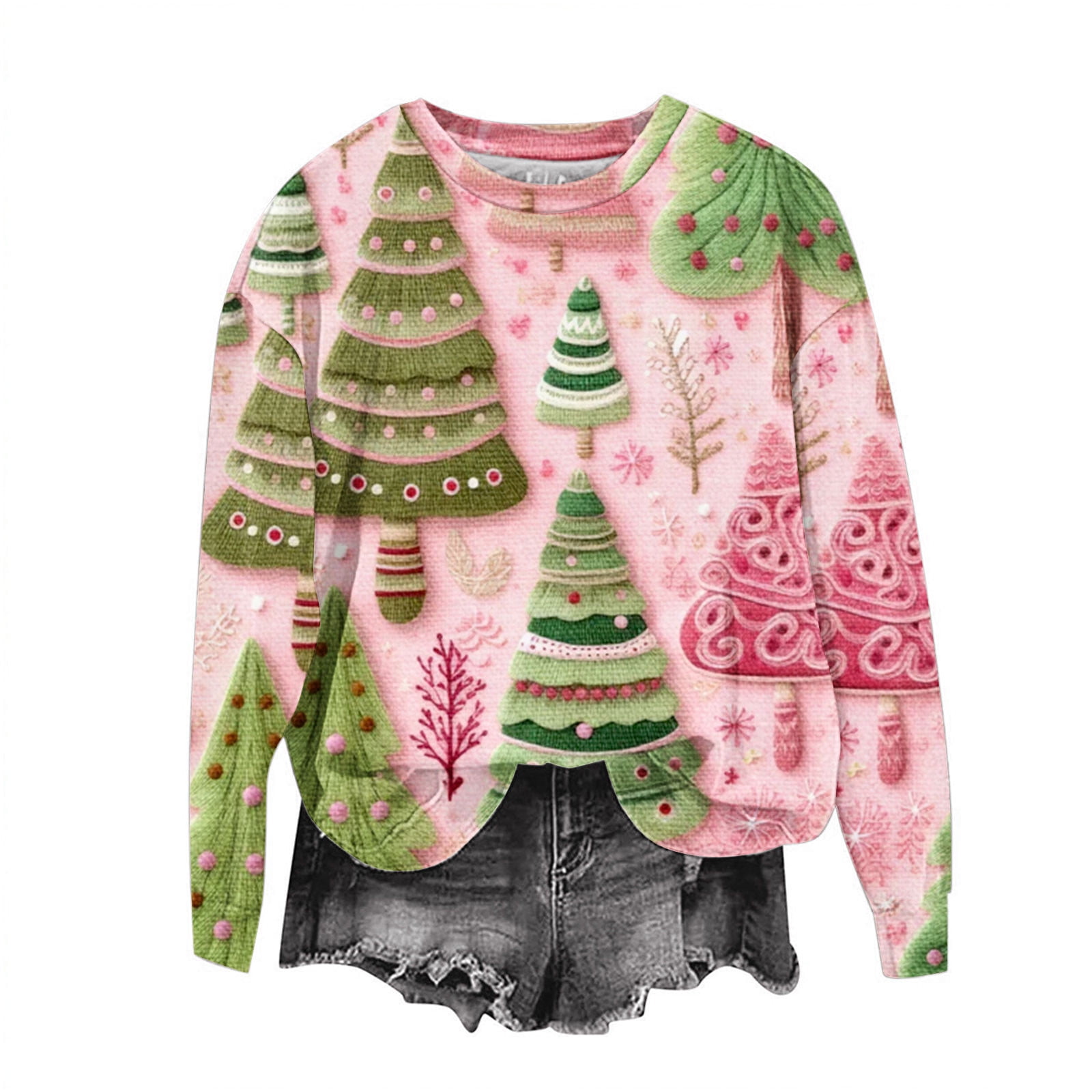 Patlollav Womens Plus Size Christmas Tops,Ladies Sweatshirt Casual Crew ...
