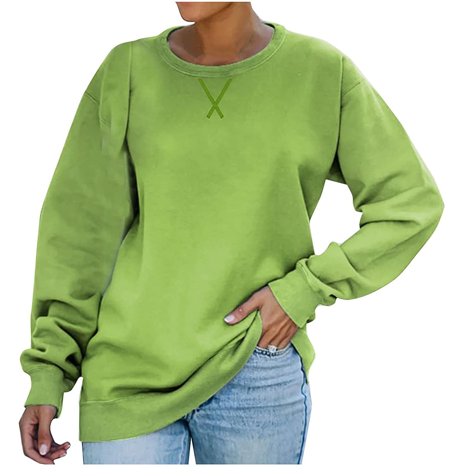 Patlollav Womens Plus Size Clearance Sweatshirt Long Sleeve Round Neck