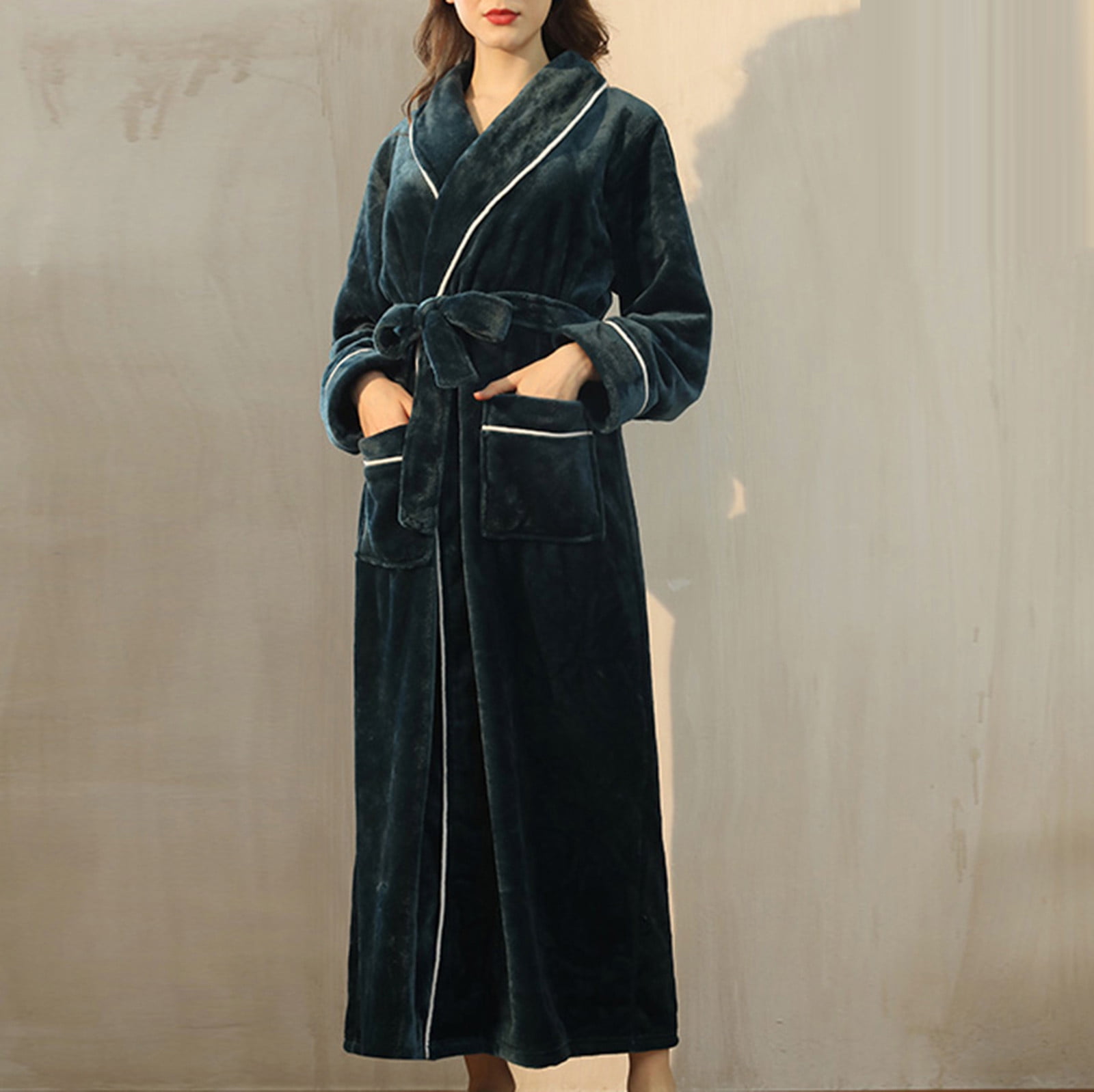 Patlollav Womens Winter Warm Nightgown Couple Bathrobe Men and Women ...