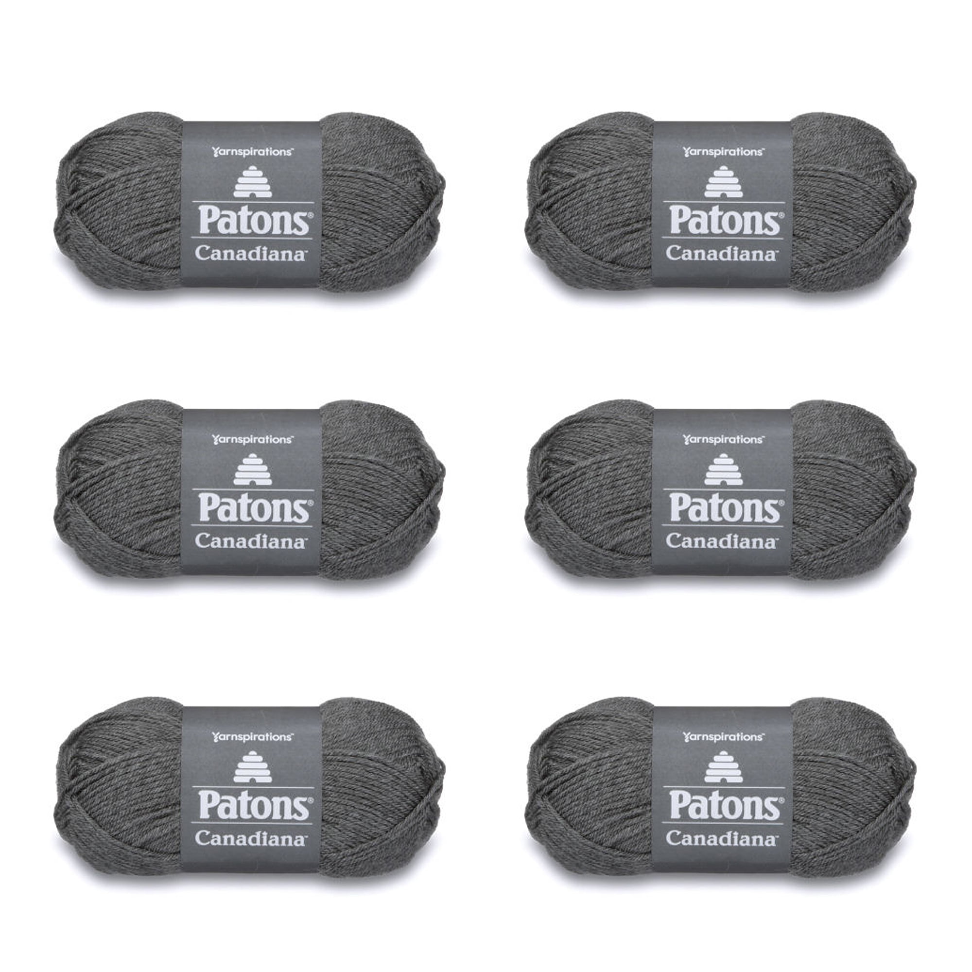 Patons Canadiana Medium Gray Mix Yarn - 6 Pack of 3.5oz/100g - Acrylic ...