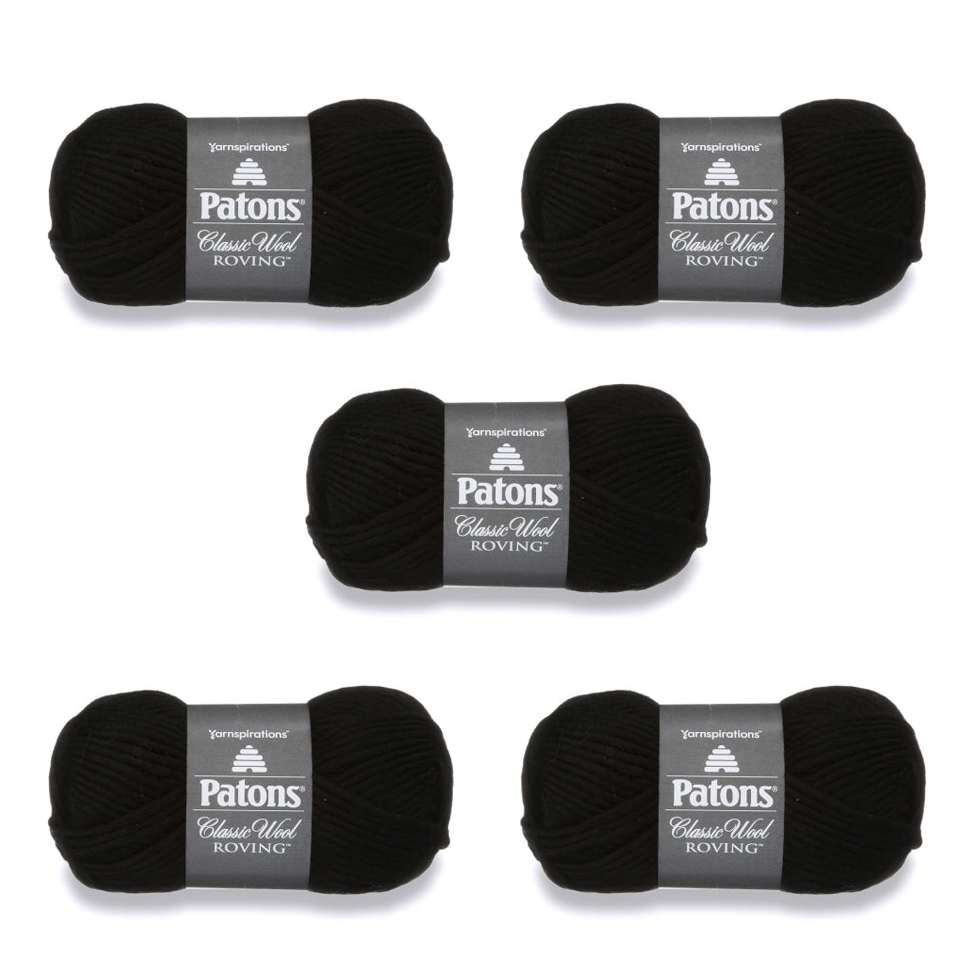 Patons Classic Wool Black Yarn - 5 Pack of 3.5oz/100g - Wool - 5 Bulky ...