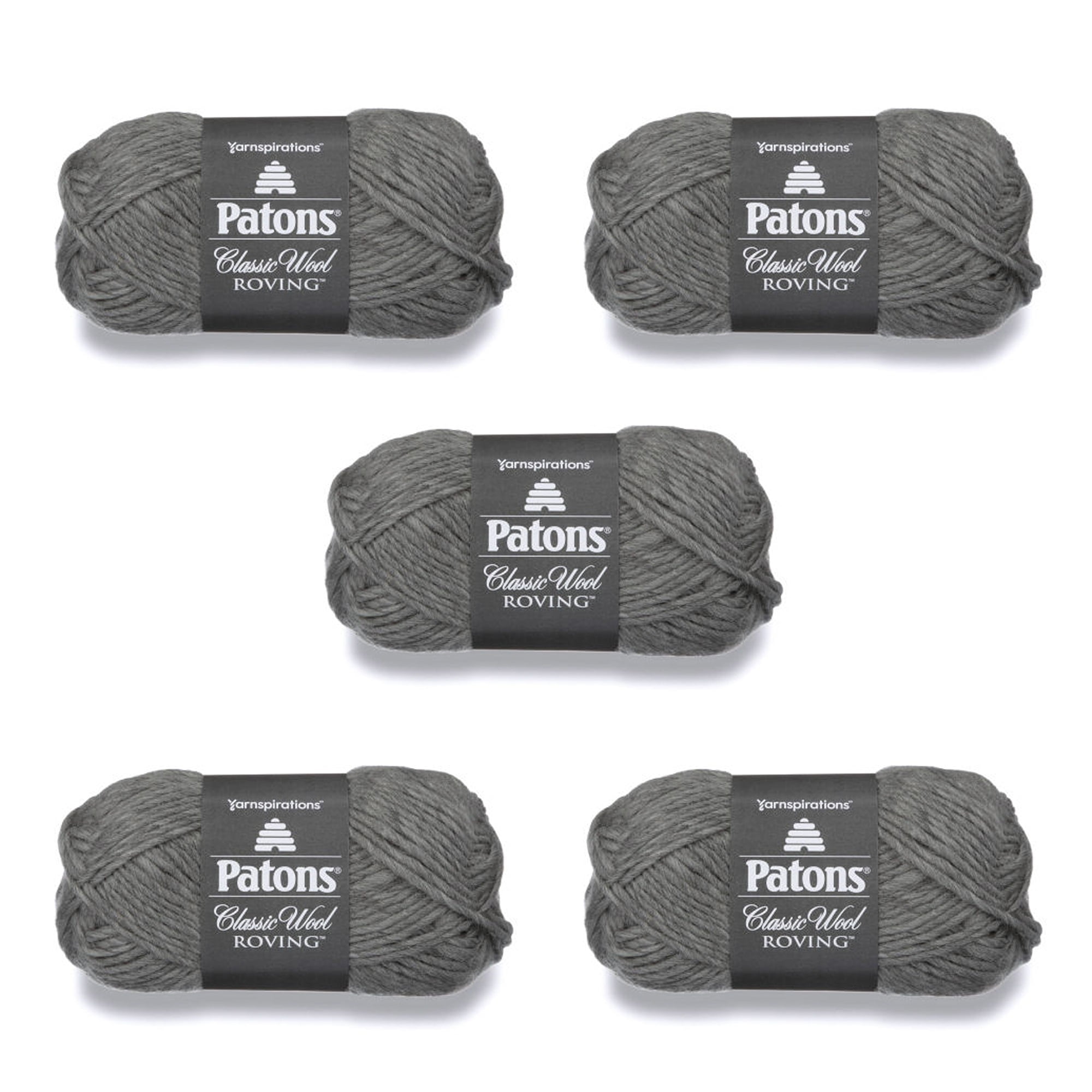 Patons Classic Wool Gray Flannel Yarn - 5 Pack of 3.5oz/100g - Wool - 5 ...