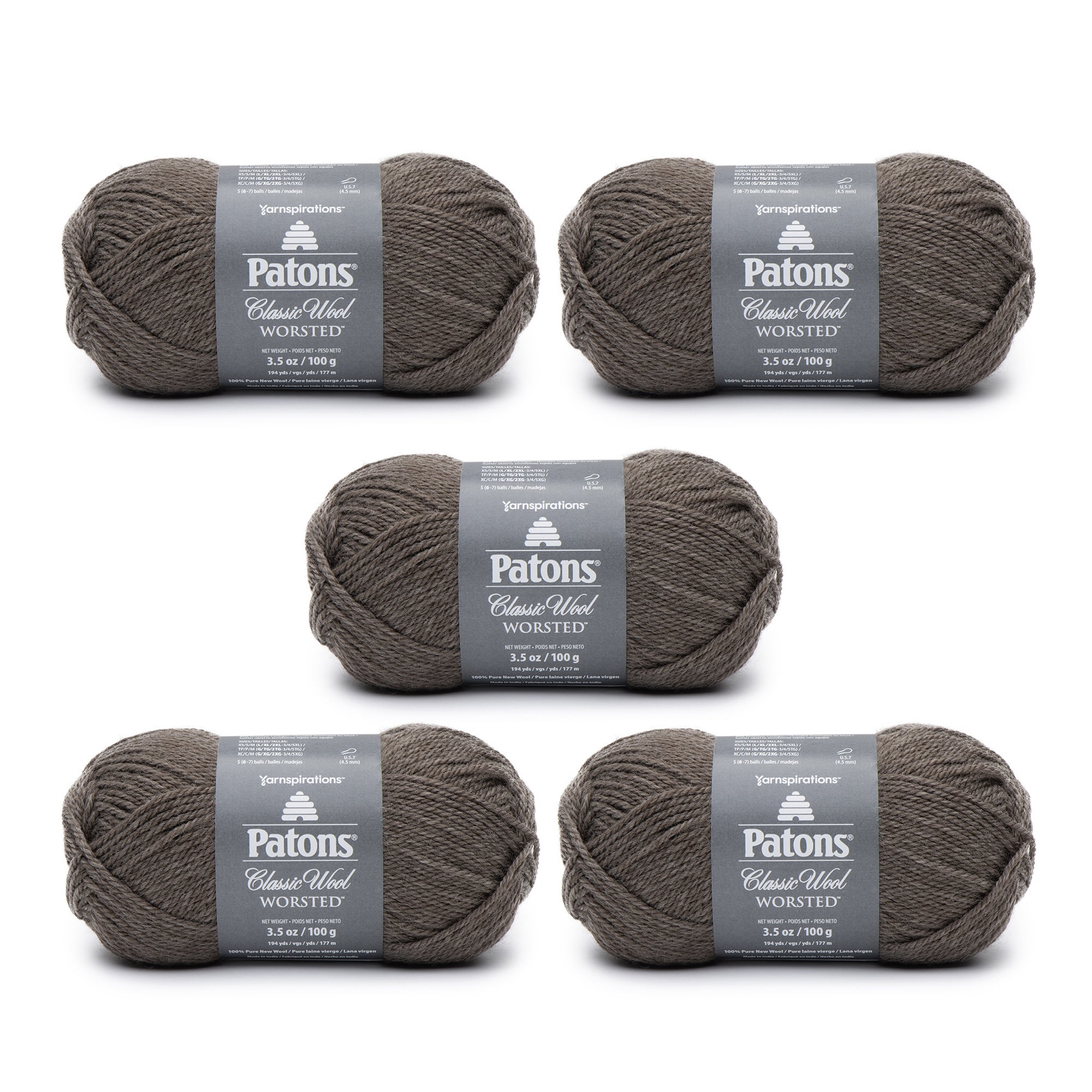Patons Classic Wool Heath Heather Yarn - 5 Pack of 3.5oz/100g - Wool ...