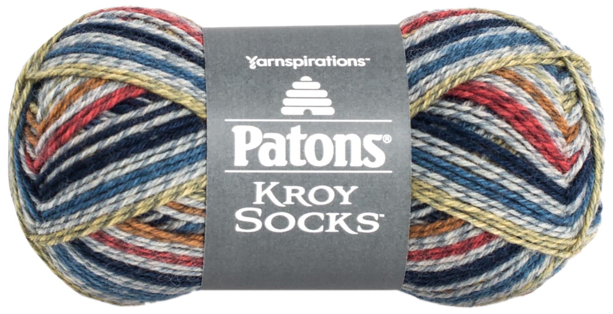 Patons Kroy Socks Yarn-Blue Striped Ragg - Walmart.com