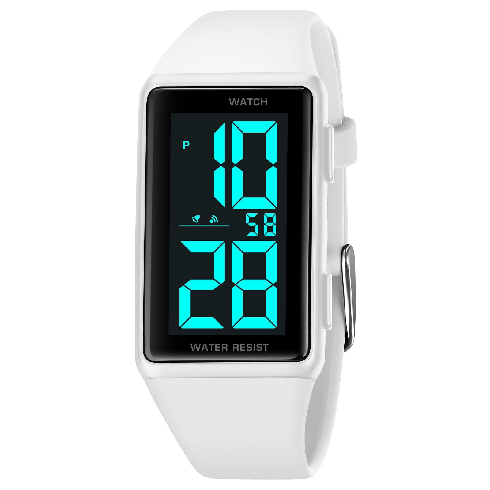 Patreogly Unisex Digital Sports Watch, Large Number Rectangle Dial, Day ...