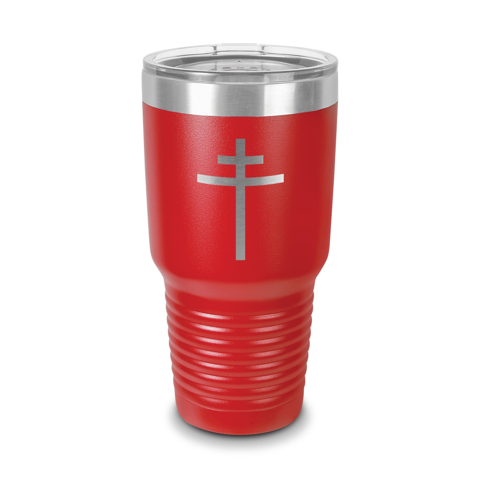 Patriarchal Cross Tumbler 30 oz - Laser Engraved w/ Clear Lid ...