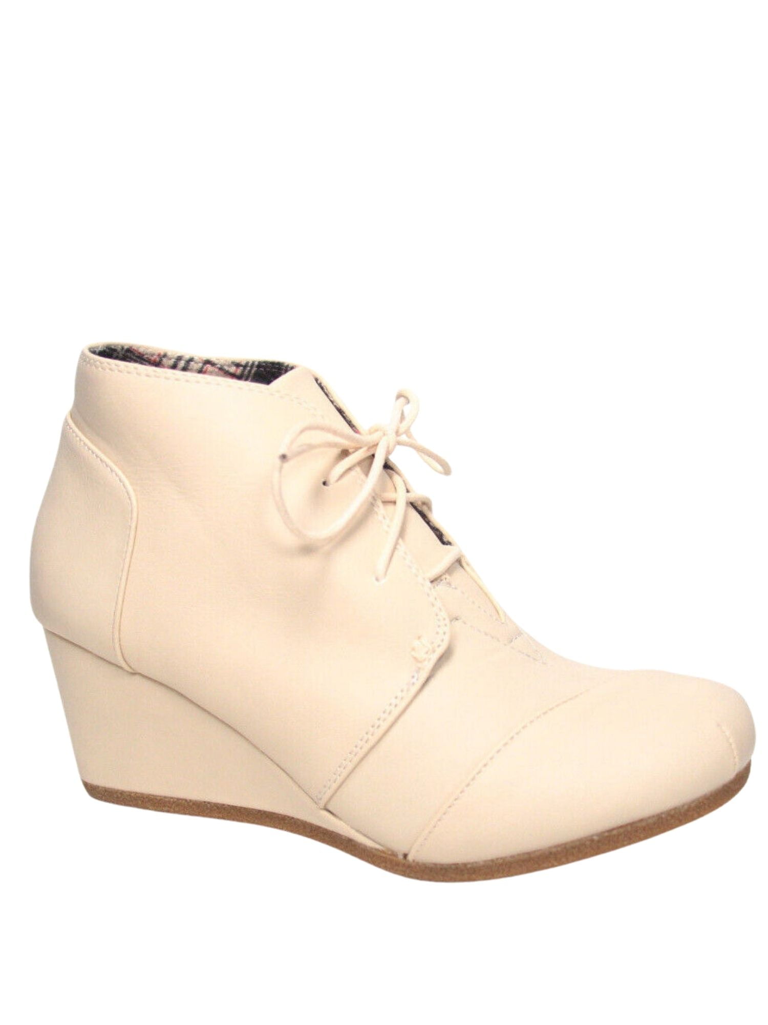 Patricia-1 Women's Casual Oxford Ankle Booties Lace up Low Wedge Shoes ...