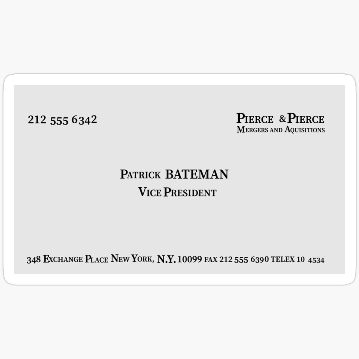 Patrick Bateman American Psycho Business Card Sticker. Gift For You ...