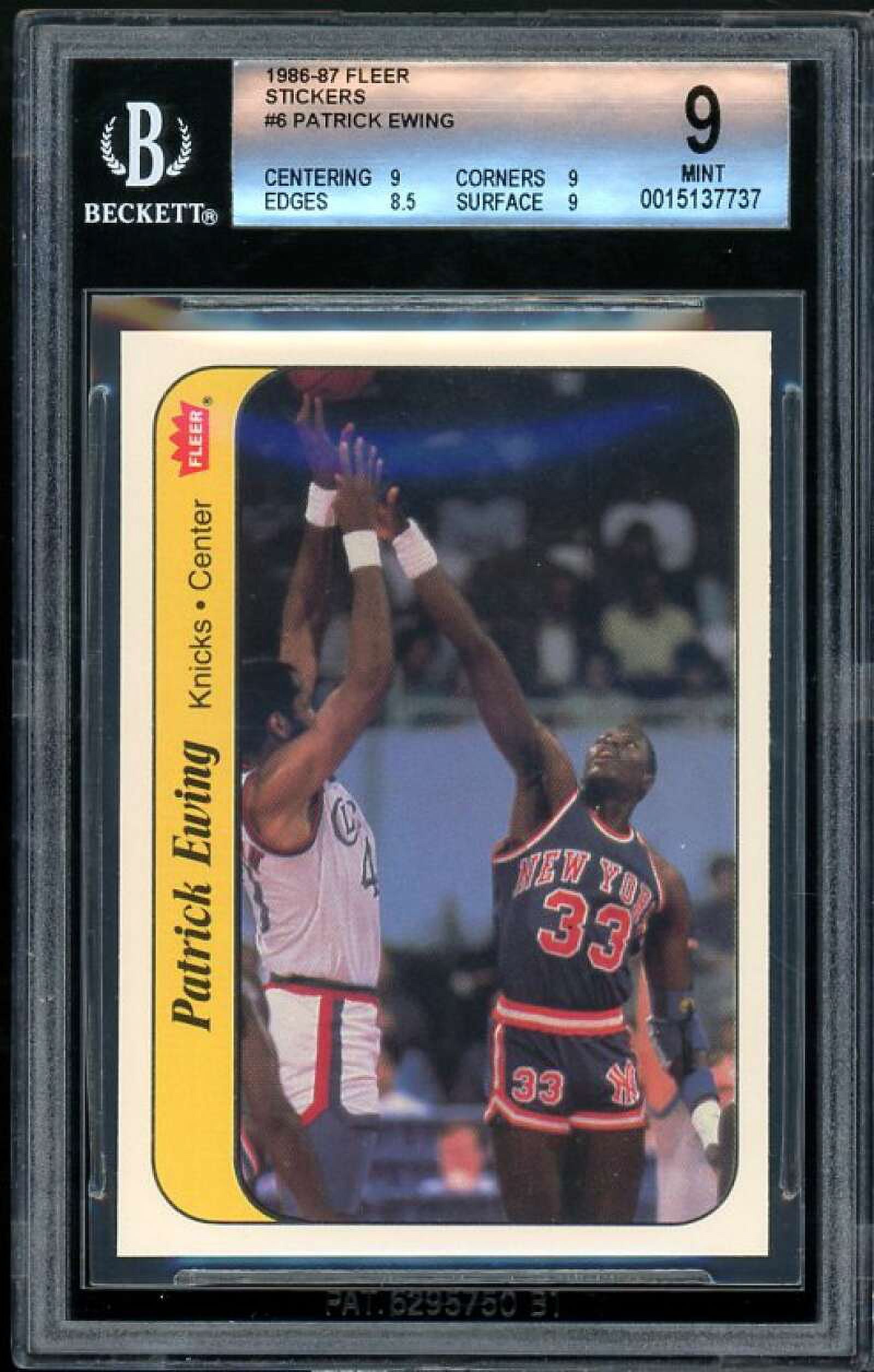 Patrick Ewing Rookie Card 1986-87 Fleer Stickers #6 BGS 9 (9 9 8.5 9 ...