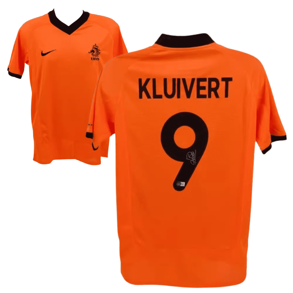 Patrick Kluivert Signed Netherlands FC Home Soccer Jersey #9 with ...