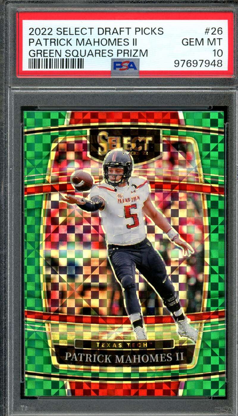 Patrick Mahomes 2022 Select Draft Picks Green Squares Prizm (pop 2) #26 ...