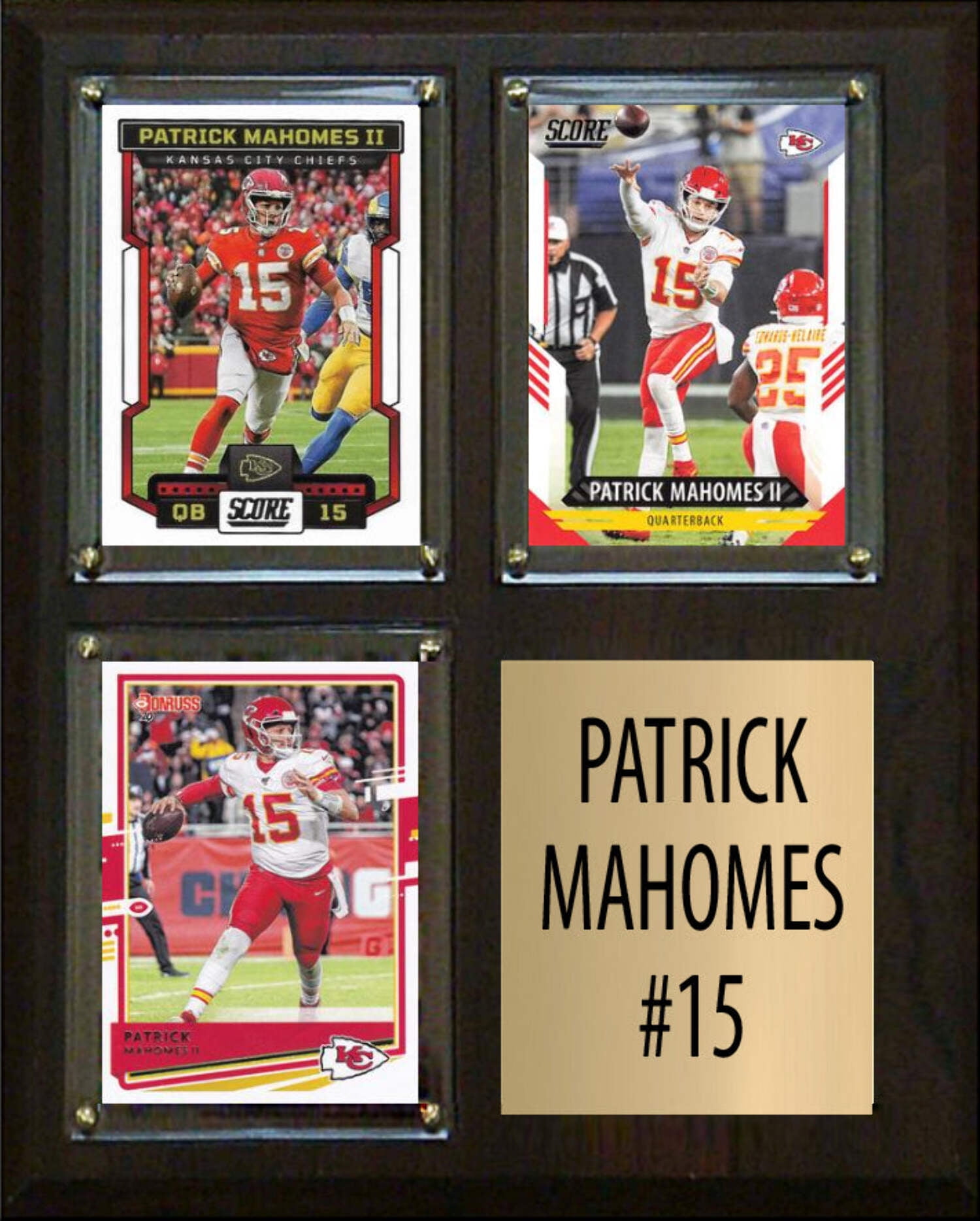 Patrick Mahomes 3 Card Plaque Donruss Fleer Topps 2023 2024 Chiefs ...