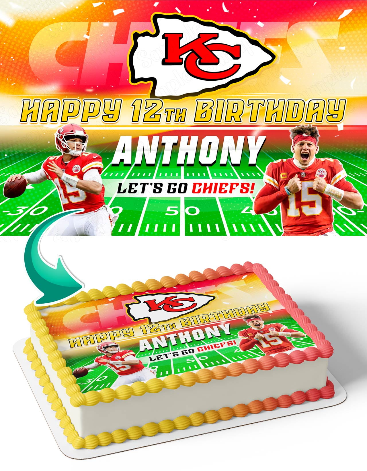 Patrick Mahomes Cake Image Topper Personalized Picture 1/4 Sheet (8"x10 ...