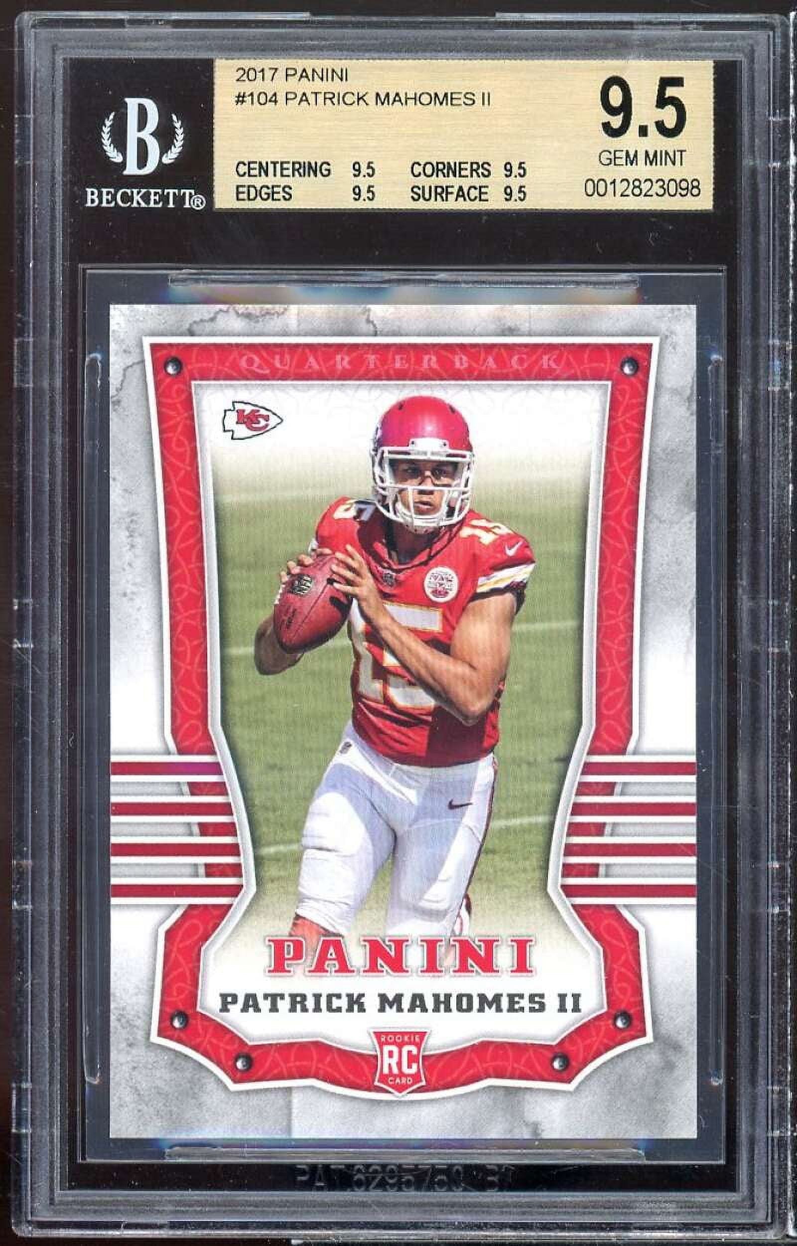 Patrick Mahomes Rookie Card 2017 Panini #104 BGS 9.5 (9.5 9.5 9.5 9.5 ...