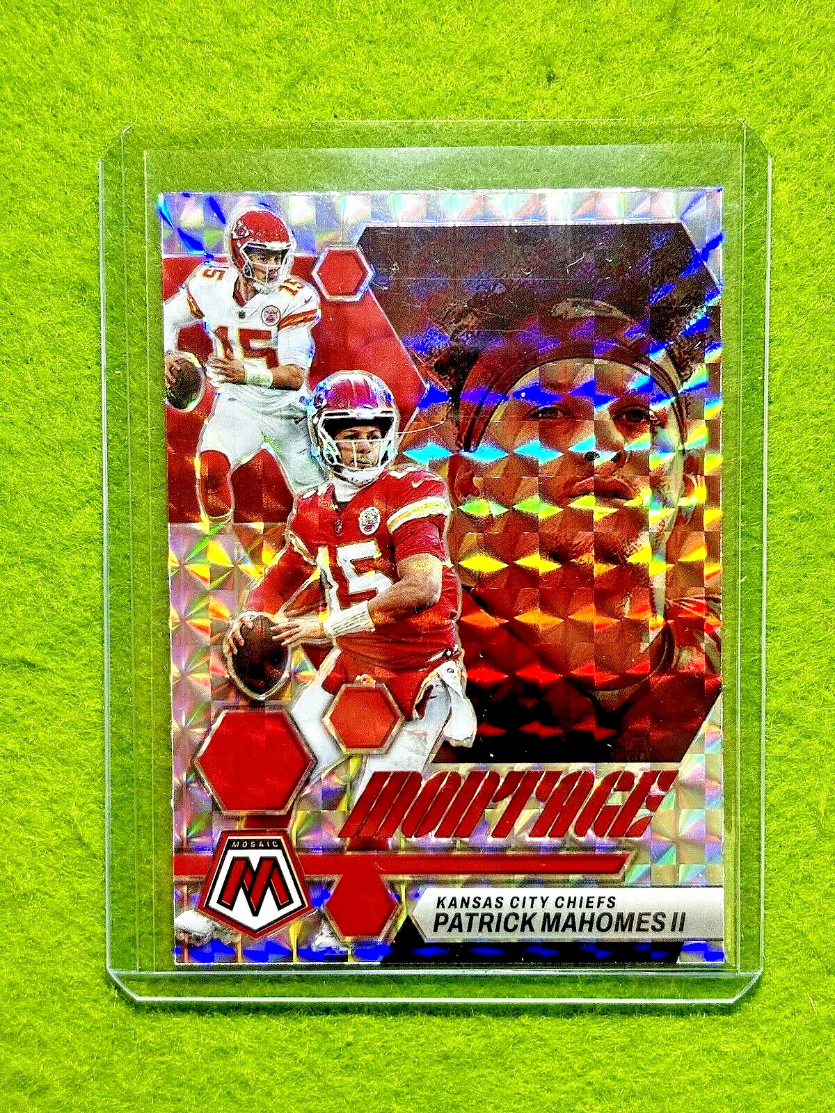 Patrick Mahomes SILVER PRIZM MOSAIC MONTAGE Insert CARD 2023 Mosaic KC ...