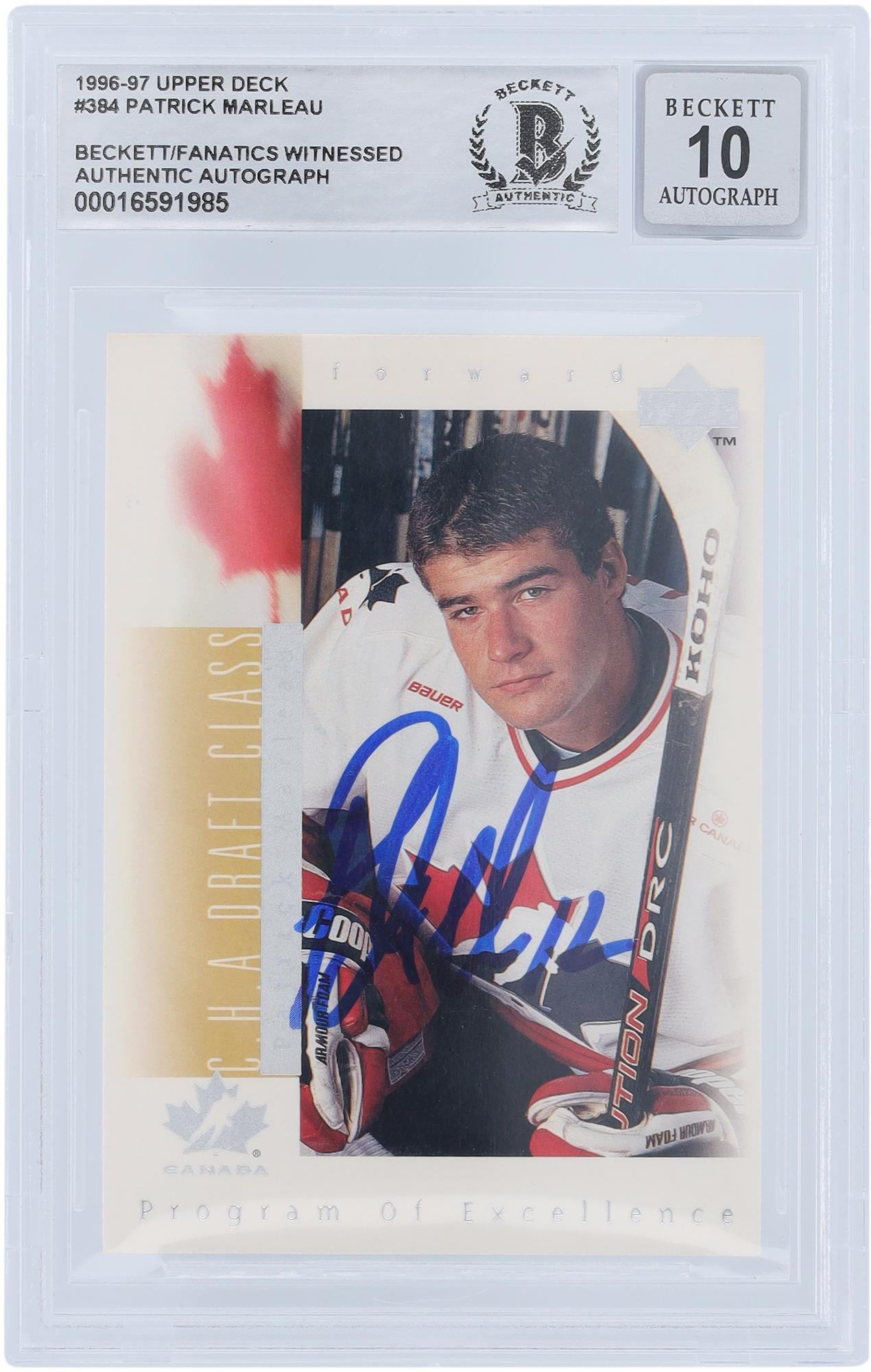 Patrick Marleau Team Canada Autographed 1996-97 Upper Deck Program of ...