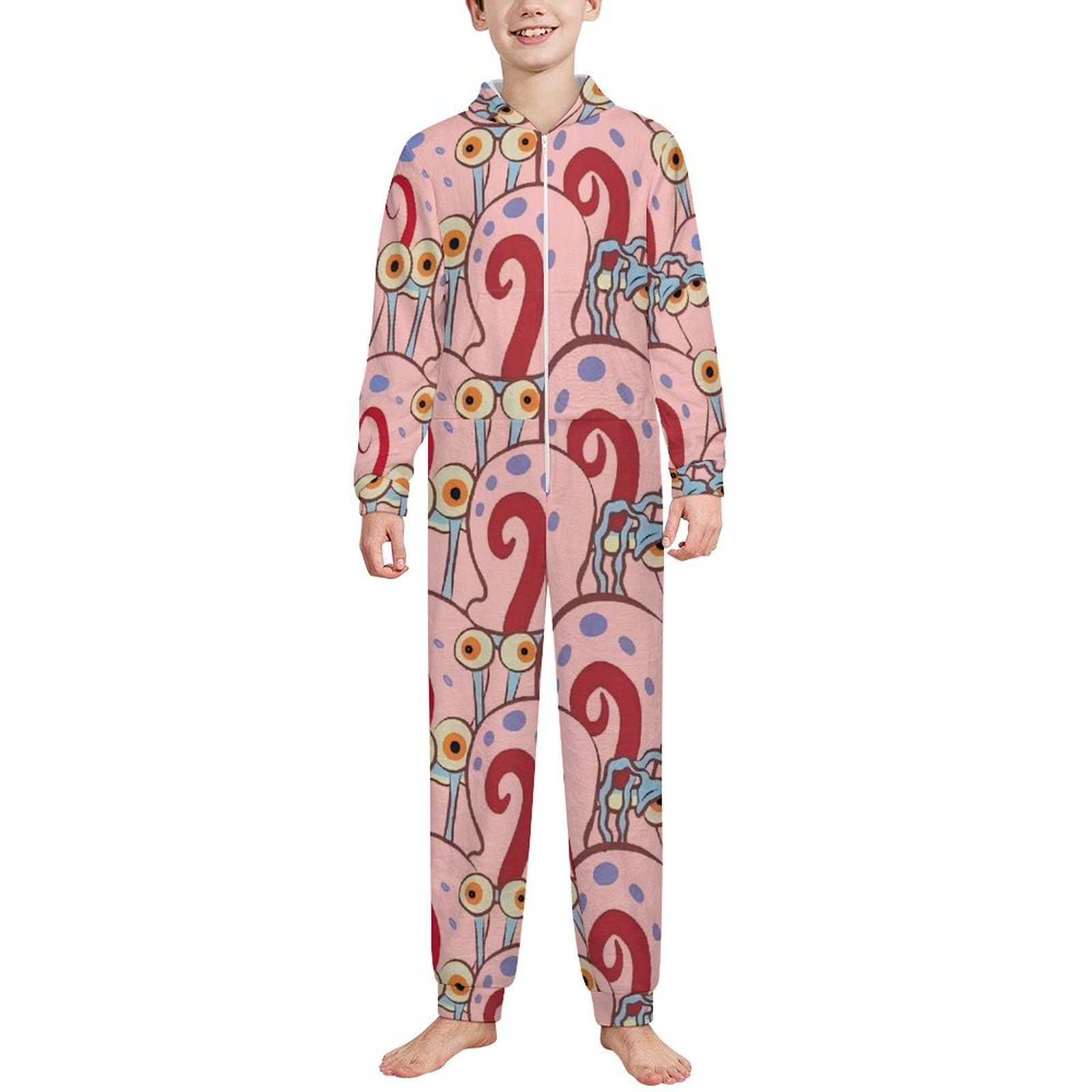 Patrick Star Children's hooded one-piece zip-up pajamas 12-13Y ...