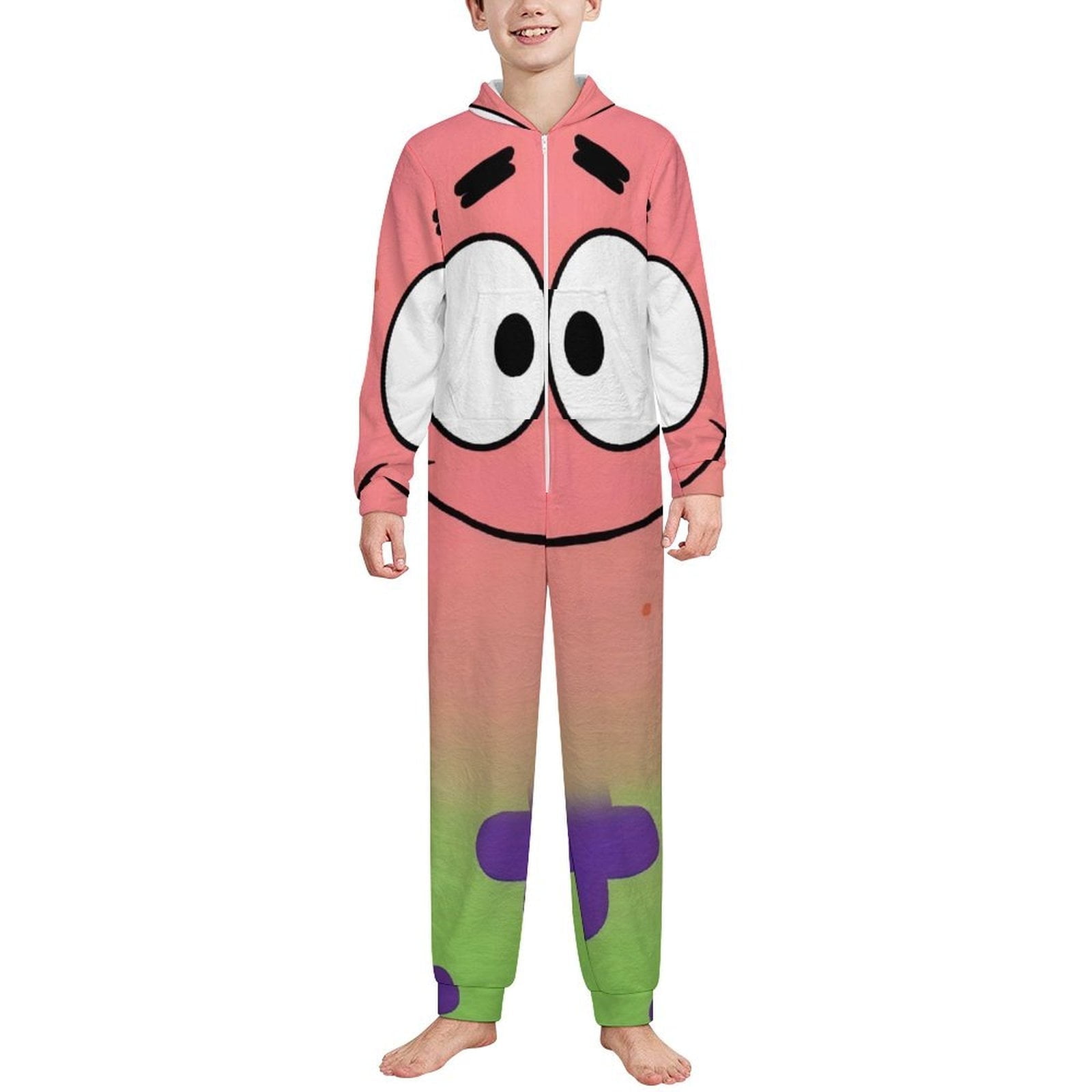 Patrick Star Children's hooded one-piece zip-up pajamas 4-5Y - Walmart.com