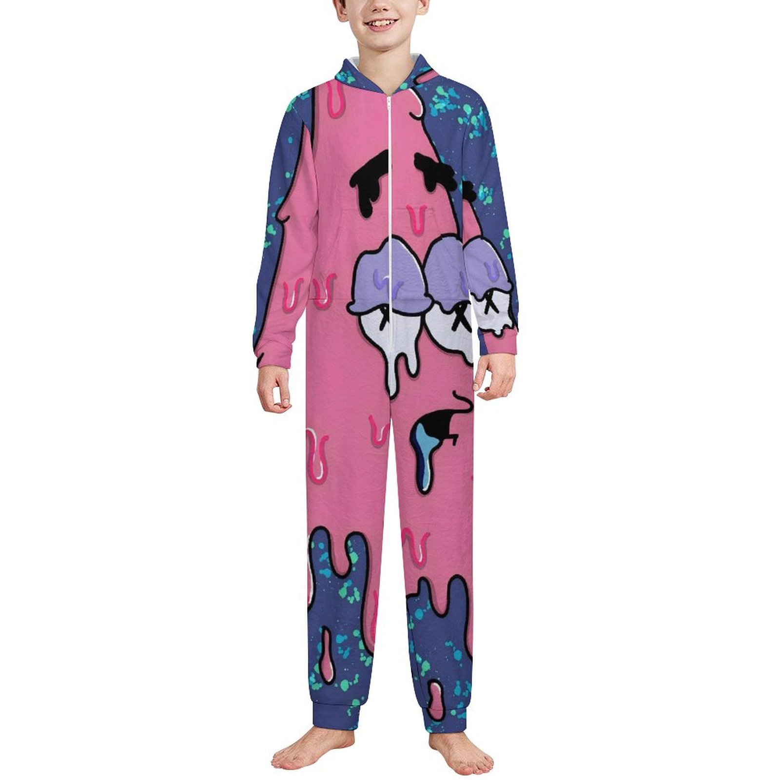 Patrick Star Children's hooded one-piece zip-up pajamas 4-5Y - Walmart.com