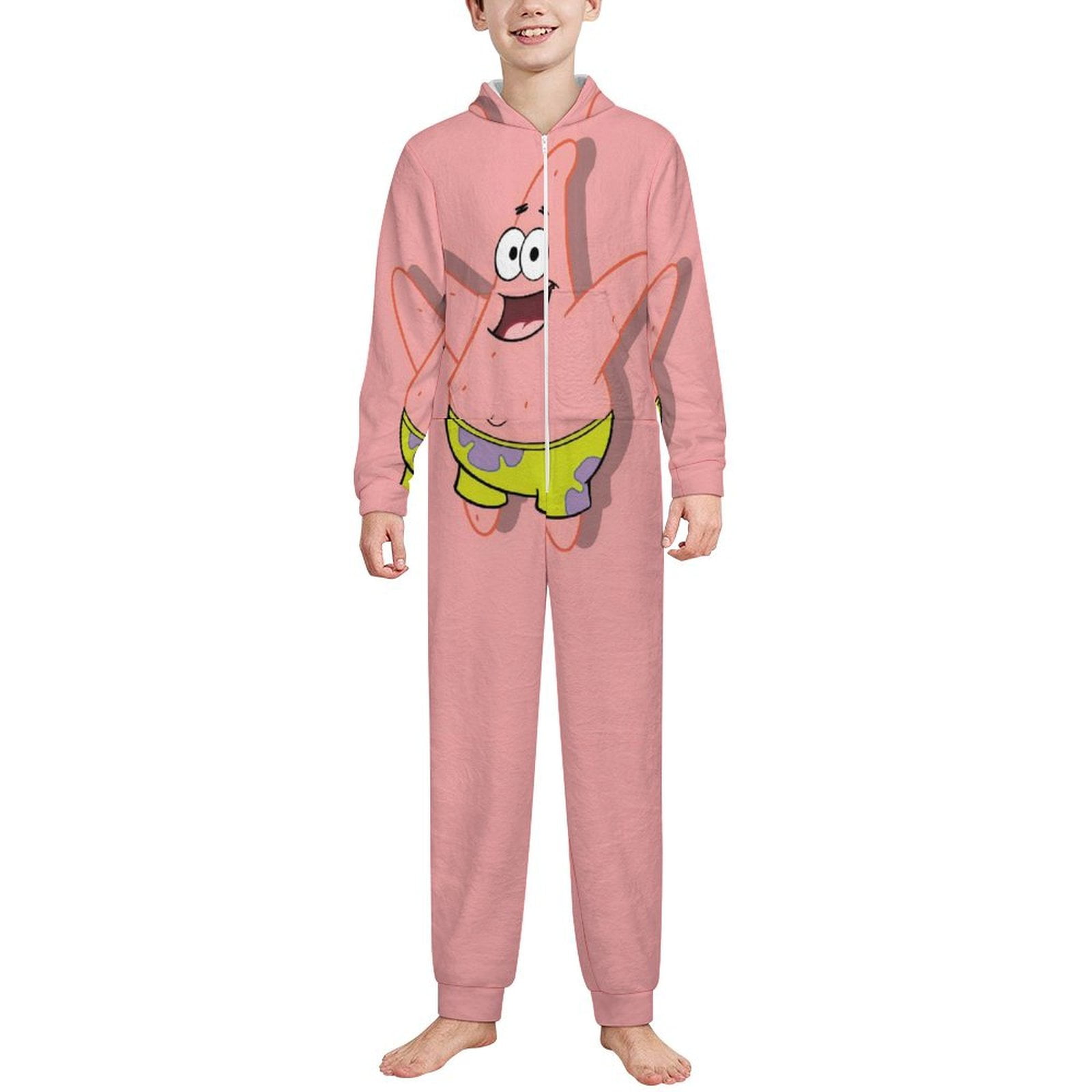 Patrick Star Children's hooded one-piece zip-up pajamas 8-9Y - Walmart.com