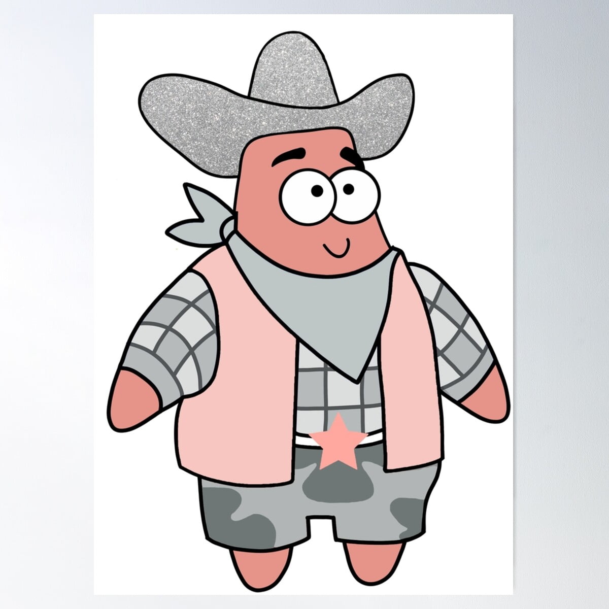 Patrick Star Cowboy Poster Wall Art, Modern Wall Decor For Living Room ...