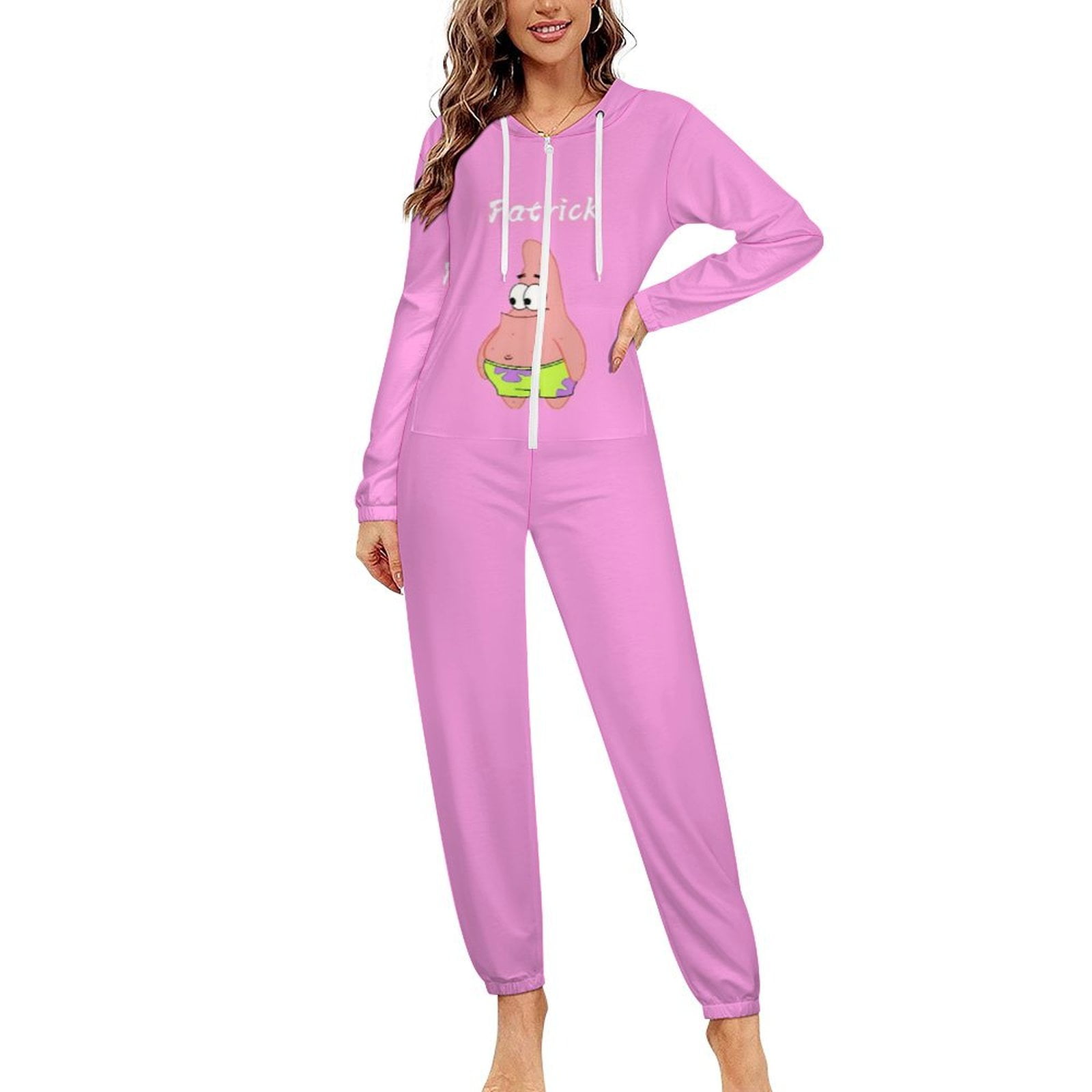 Patrick Star Hood zipper one-piece pajamas for women 3XL - Walmart.com