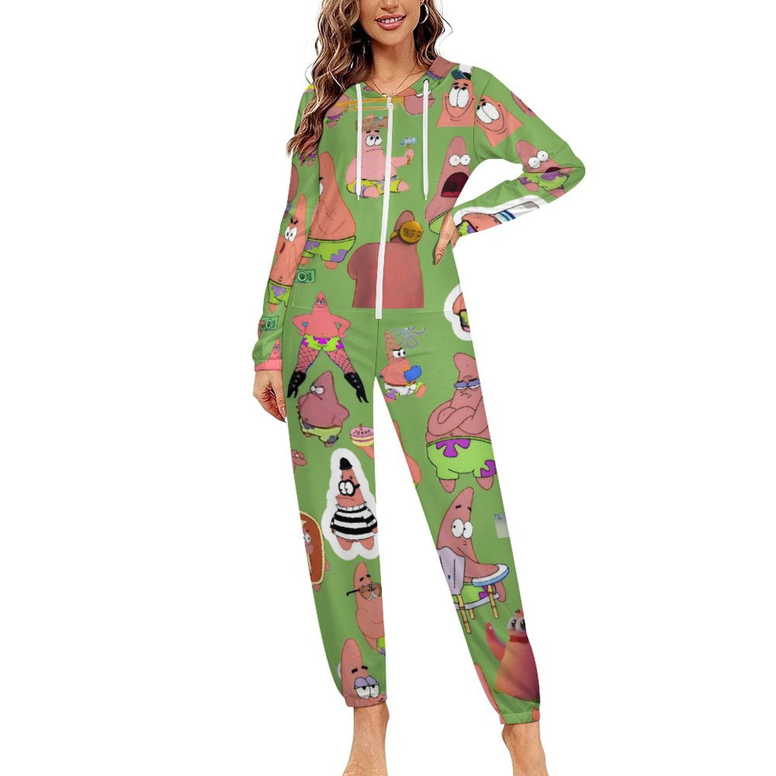 Patrick Star Hood zipper one-piece pajamas for women M - Walmart.com
