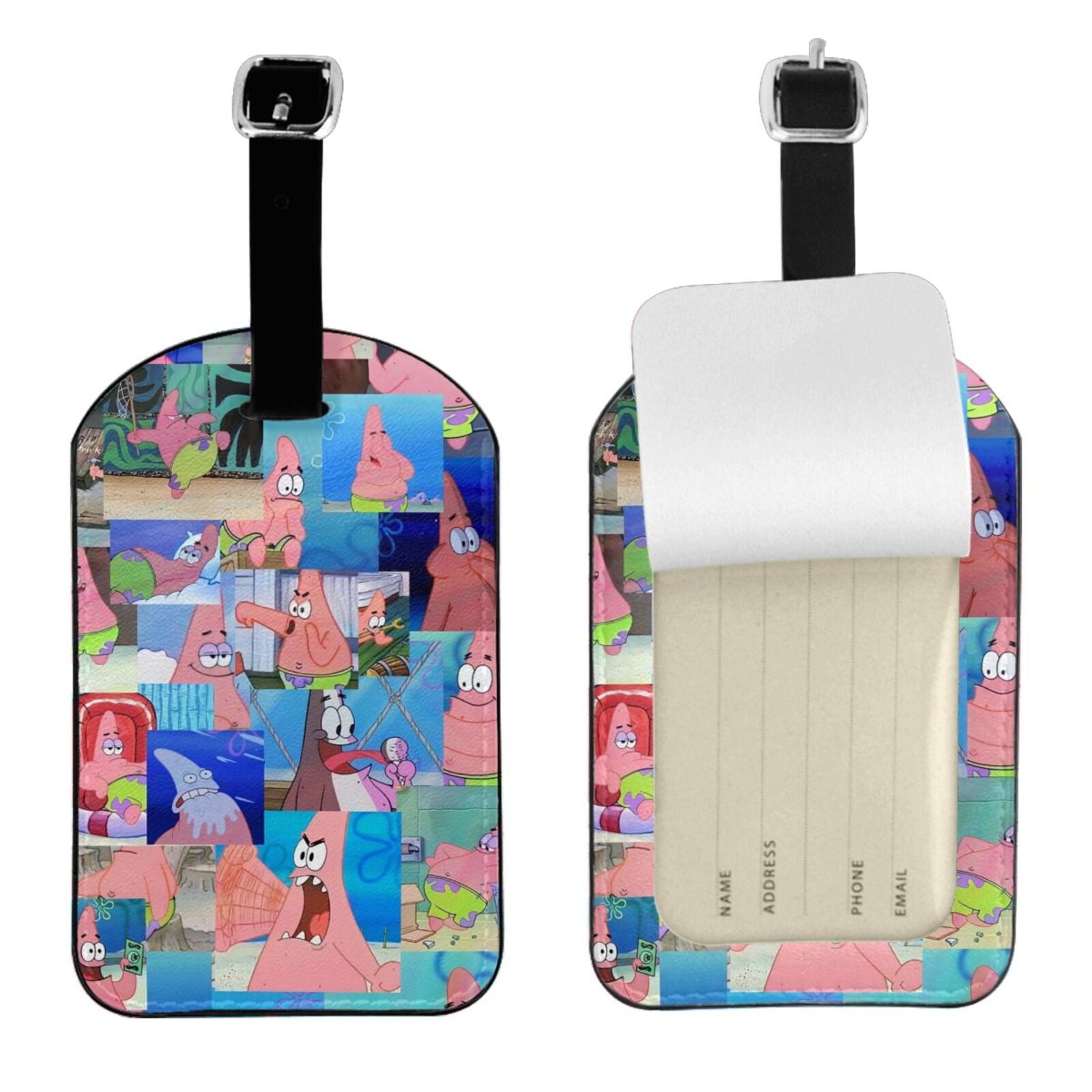 Patrick Star Leather luggage tags hang tags suitcases office work ...