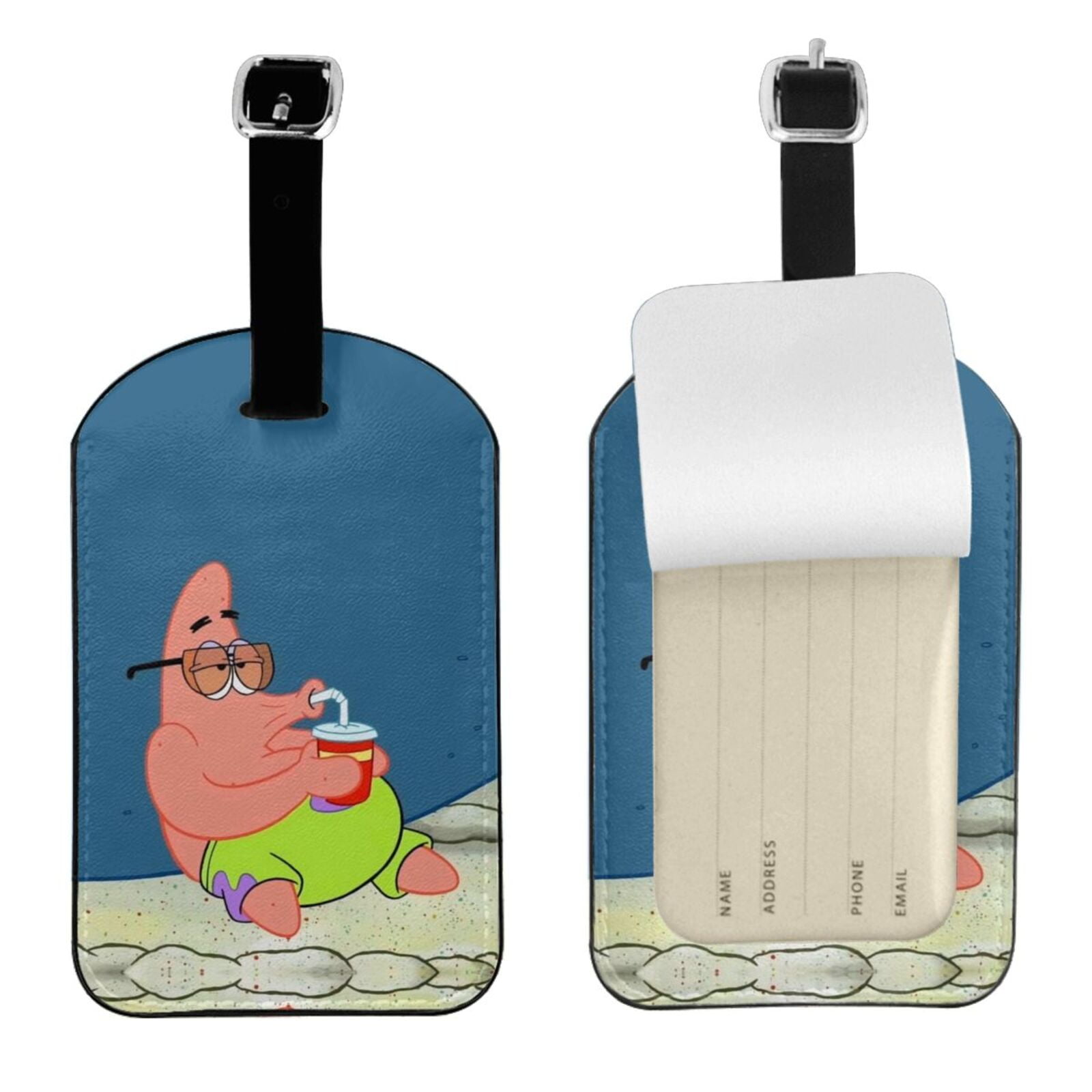 Patrick Star Leather luggage tags hang tags suitcases office work ...