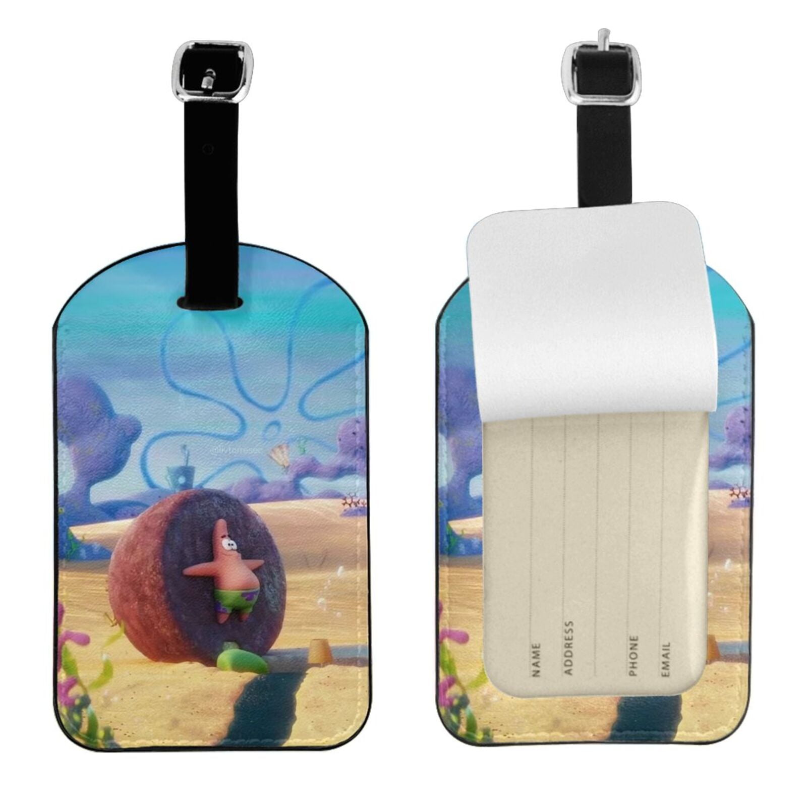 Patrick Star Leather luggage tags hang tags suitcases office work ...