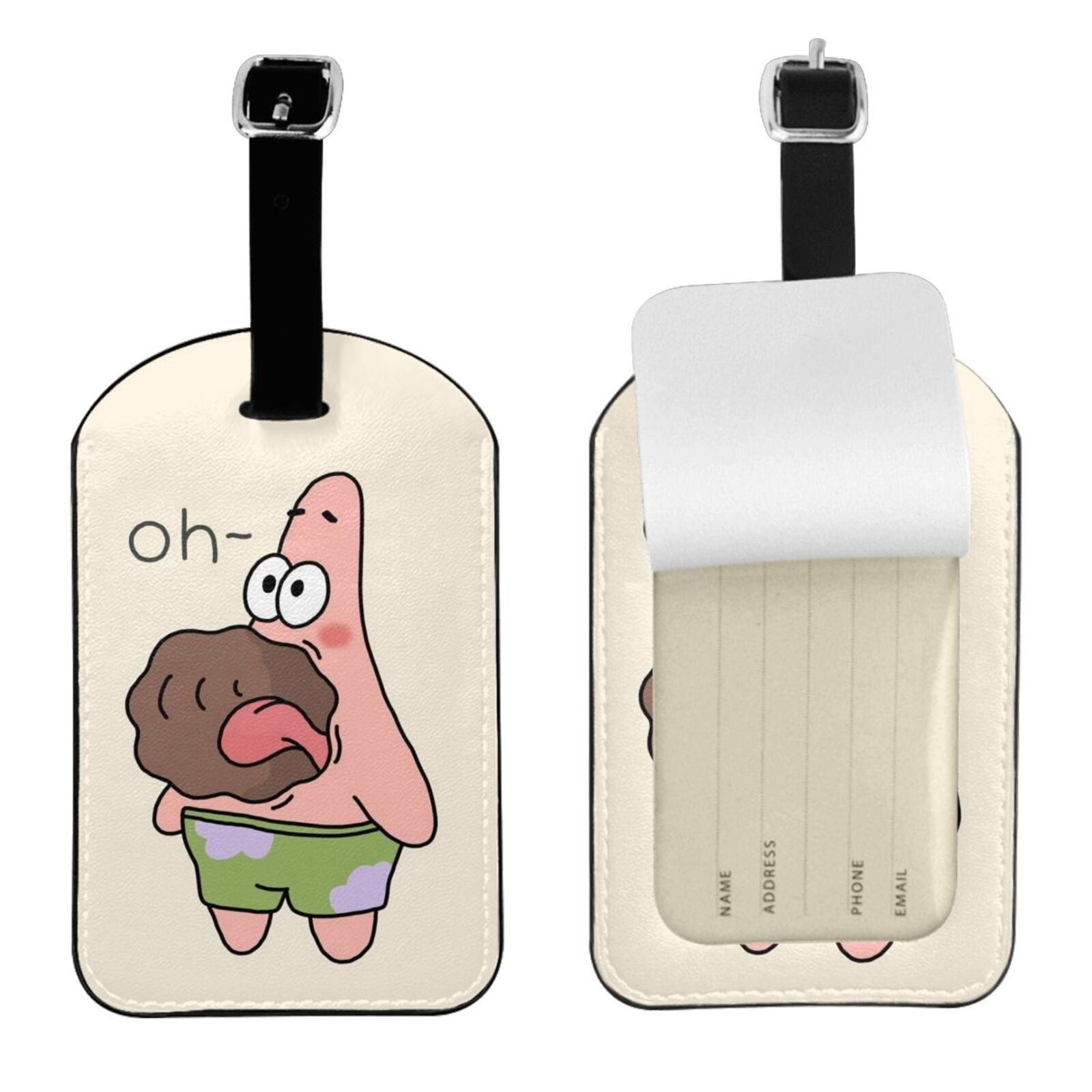 Patrick Star Leather luggage tags hang tags suitcases office work ...