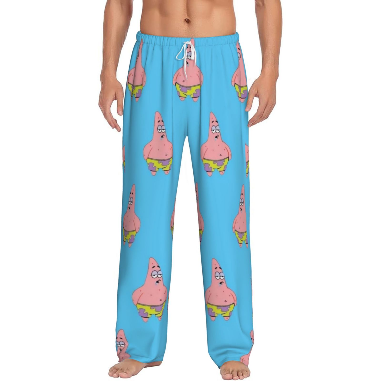 Patrick Star Men's pajama pants with drawstring waistband pockets, casual homewear loose fit. X ...