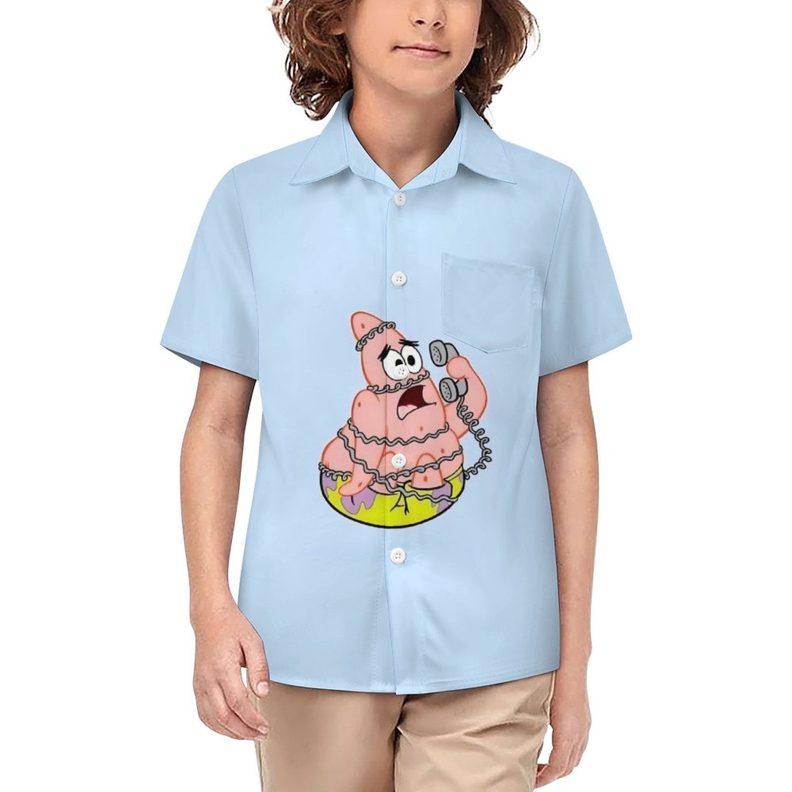 Patrick Star button down shirt boys summer 15-16T - Walmart.com
