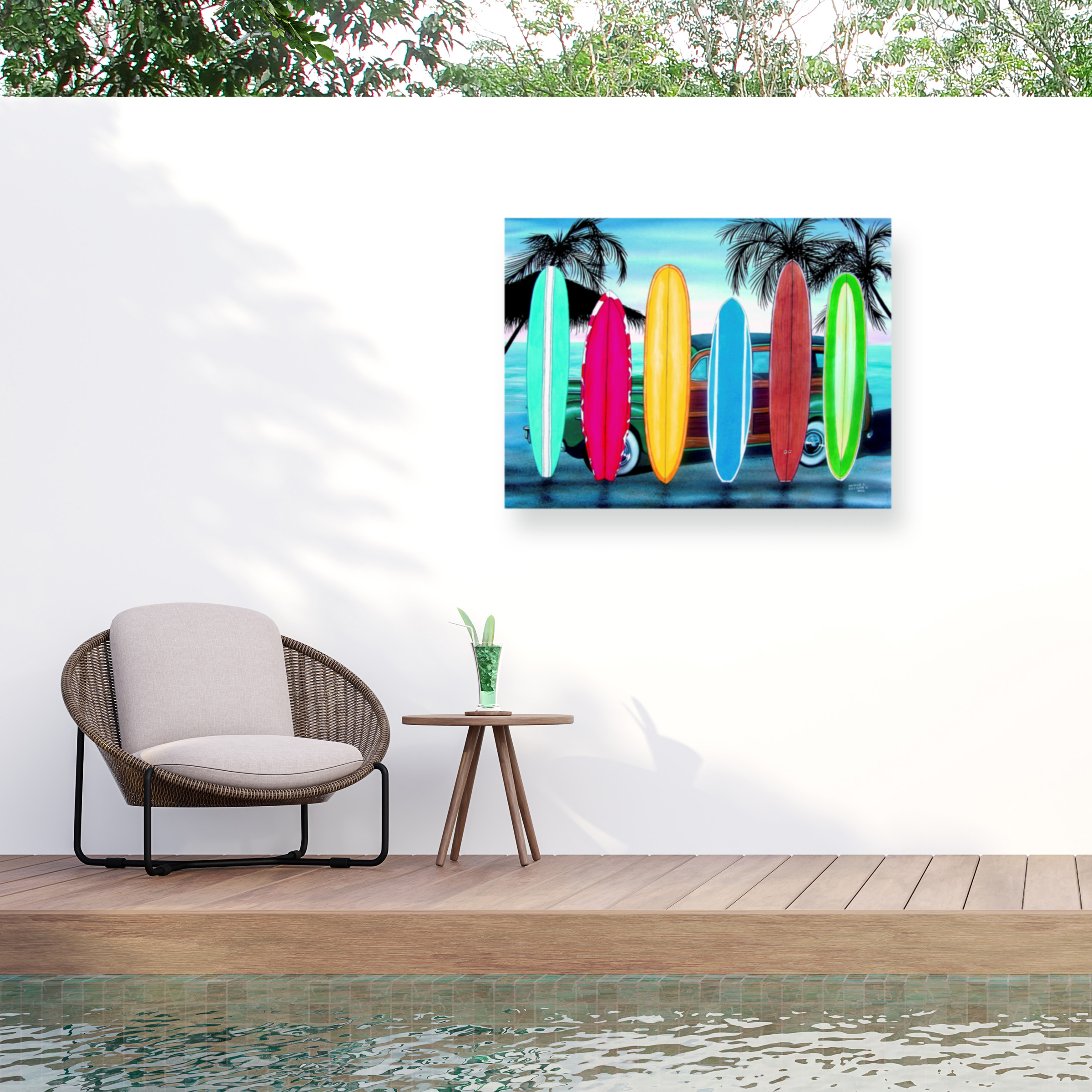 Patrick Sullivan 'Woody & Surfboards' Outdoor Canvas 14x19 - Walmart.com