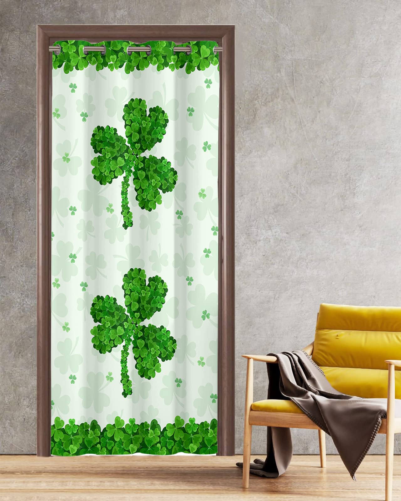 Patrick's Day Lucky Green Clover Leaves Temporary Door Curtains for ...