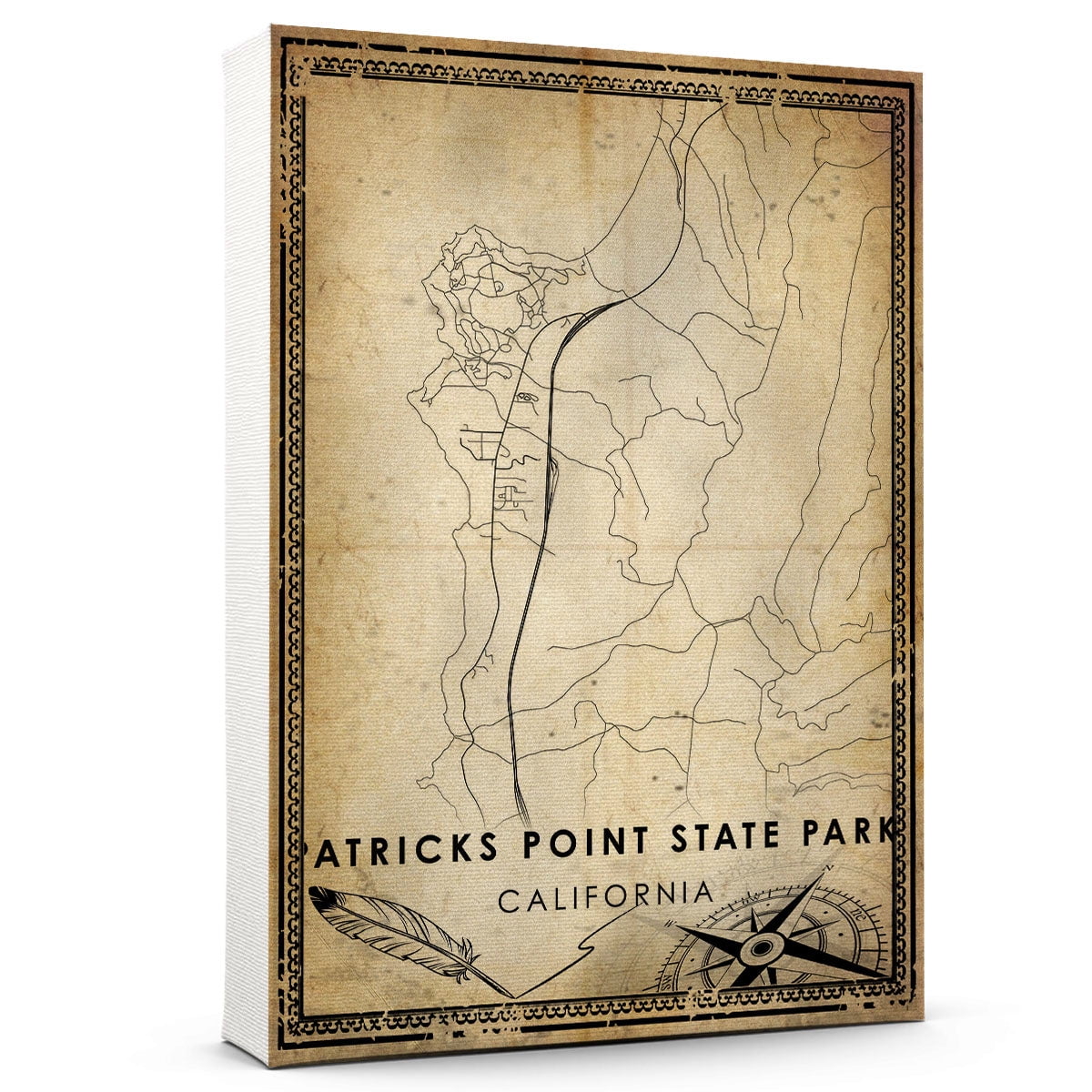 Patricks Point State Park Vintage Map Prints Canvas, California Map Art ...