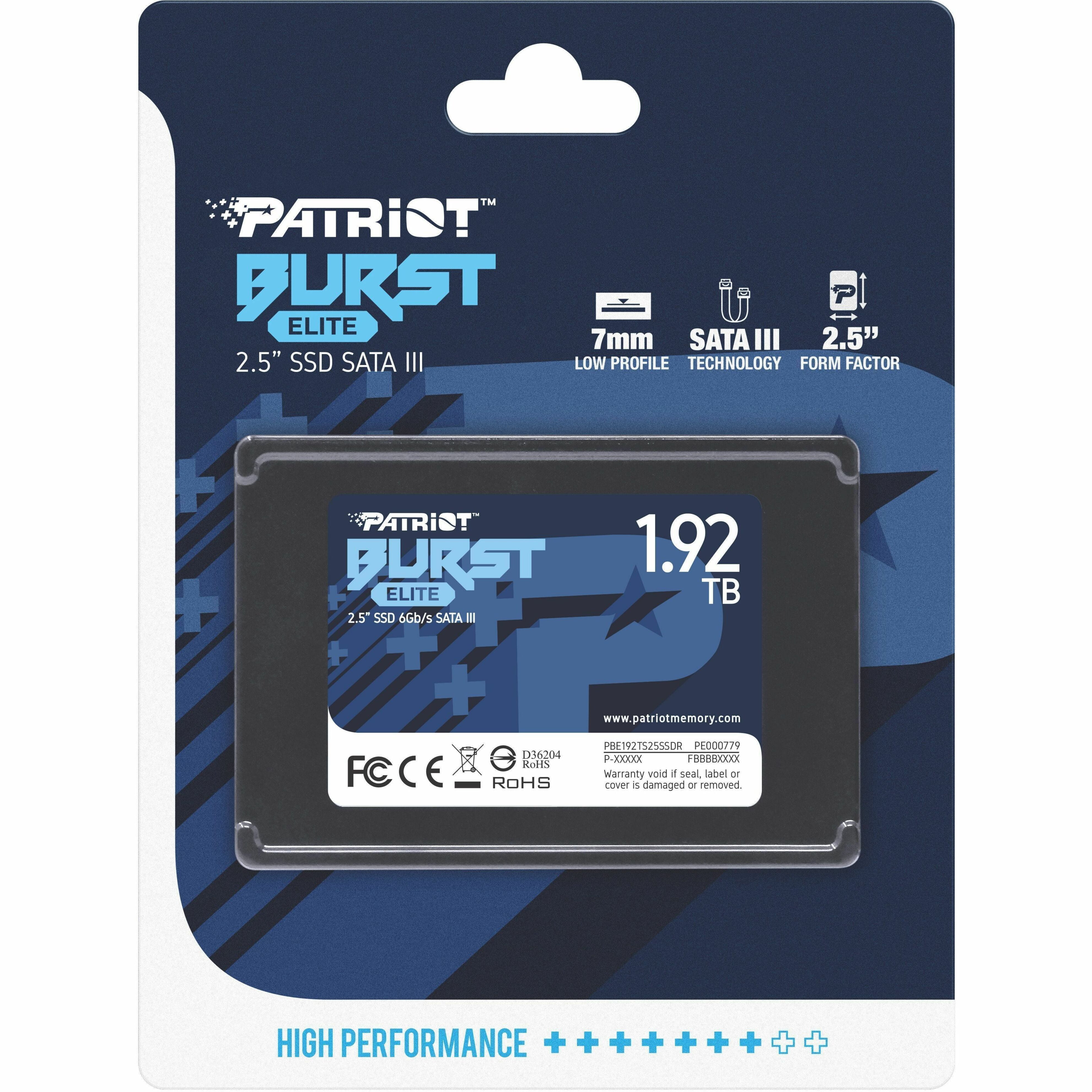 Patriot Burst Elite 1.92TB Internal SSD - SATA 3 2.5" - Solid State ...