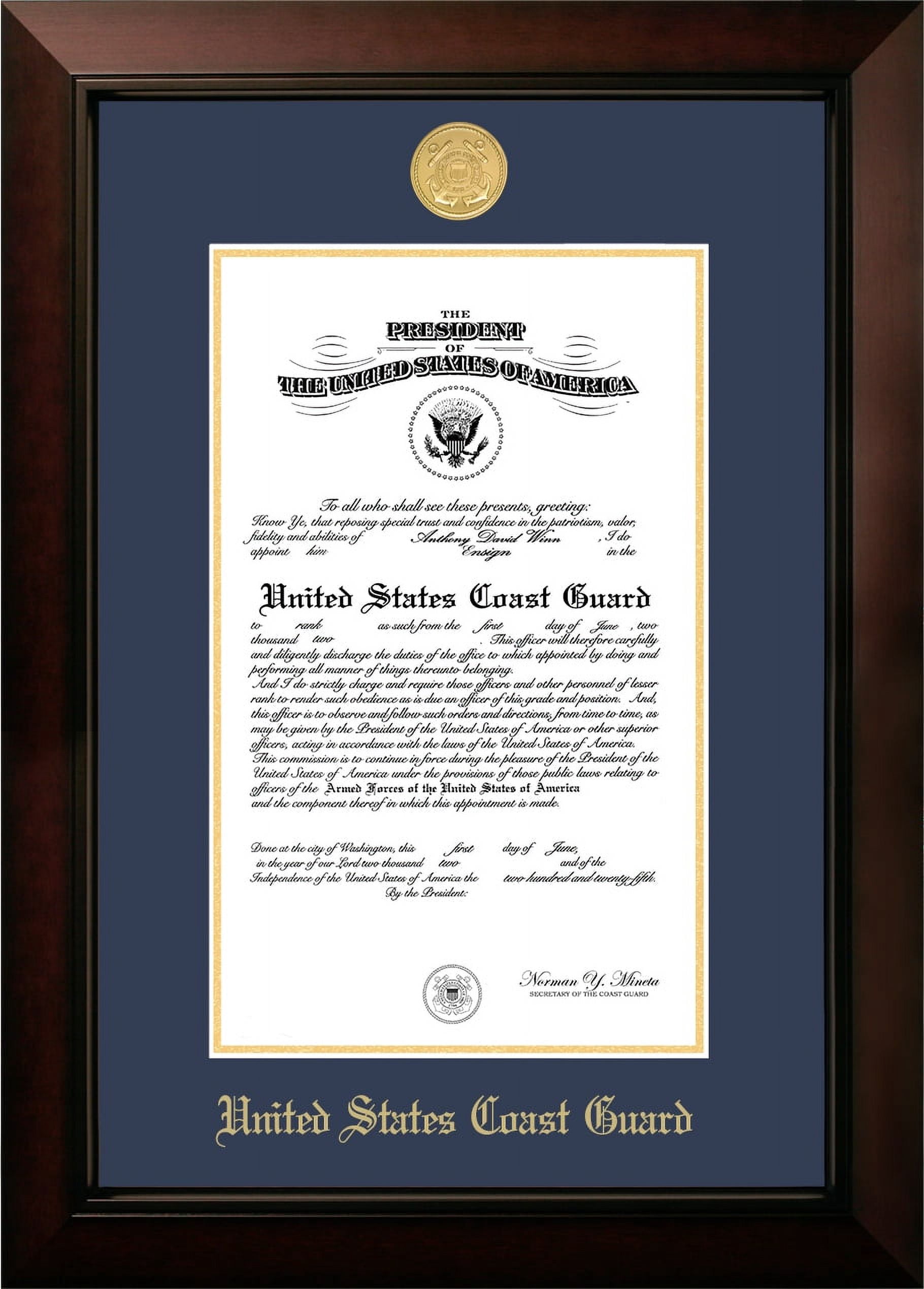 Patriot Frame's Coast Guard 9x14 Certificate Legacy Frame with Gold ...