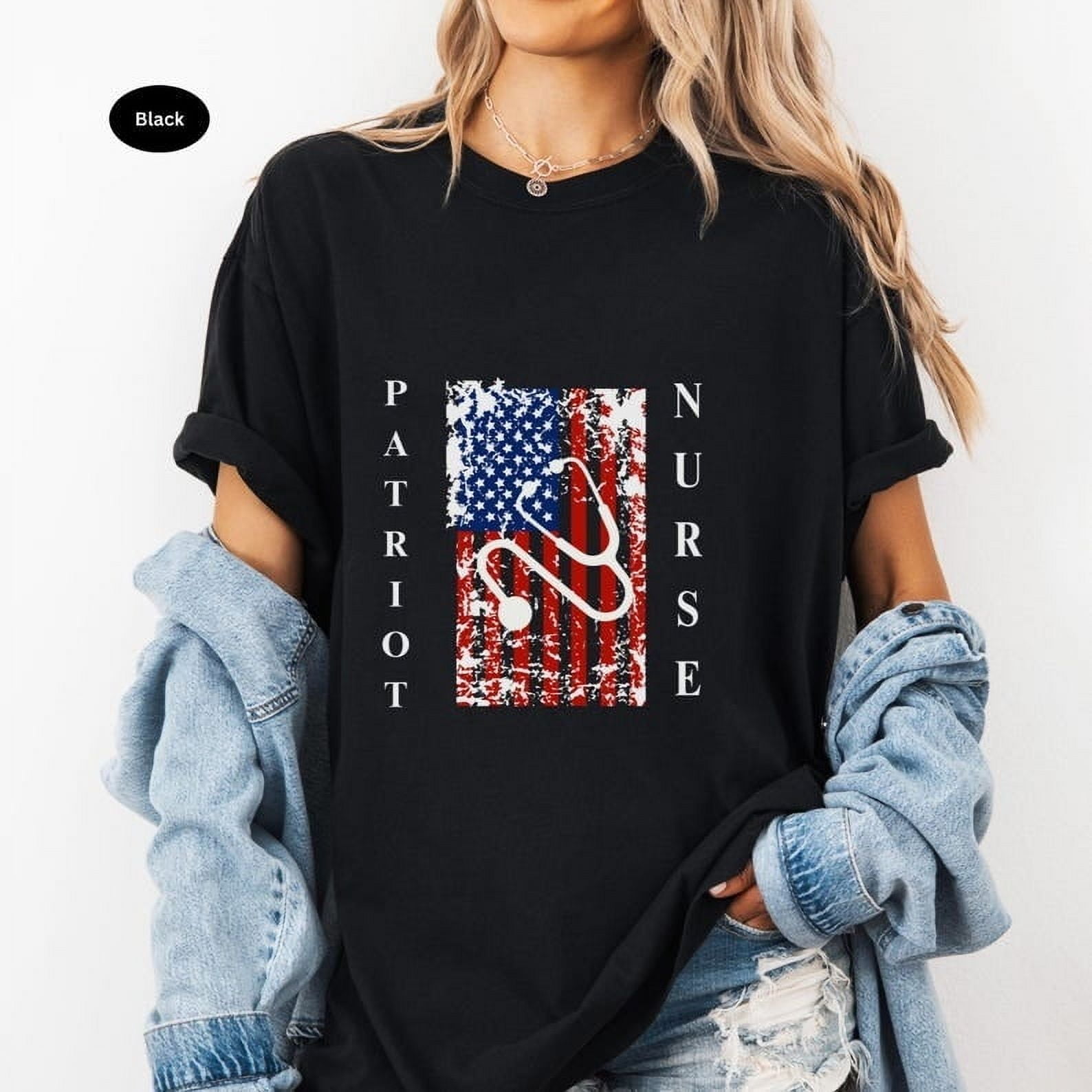 Patriot Nurse Shirt, USA Flag Stethoscope Tee, 4th of July RN Gift, American Nurse Life Top ...