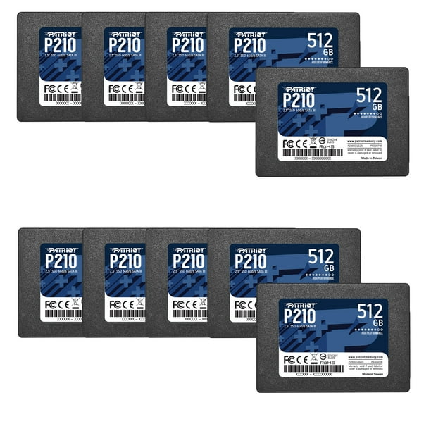Patriot P210 512GB Internal SSD 10 Pack - SATA 3 2.5" - Solid State Drive - P210S512G2510 ...